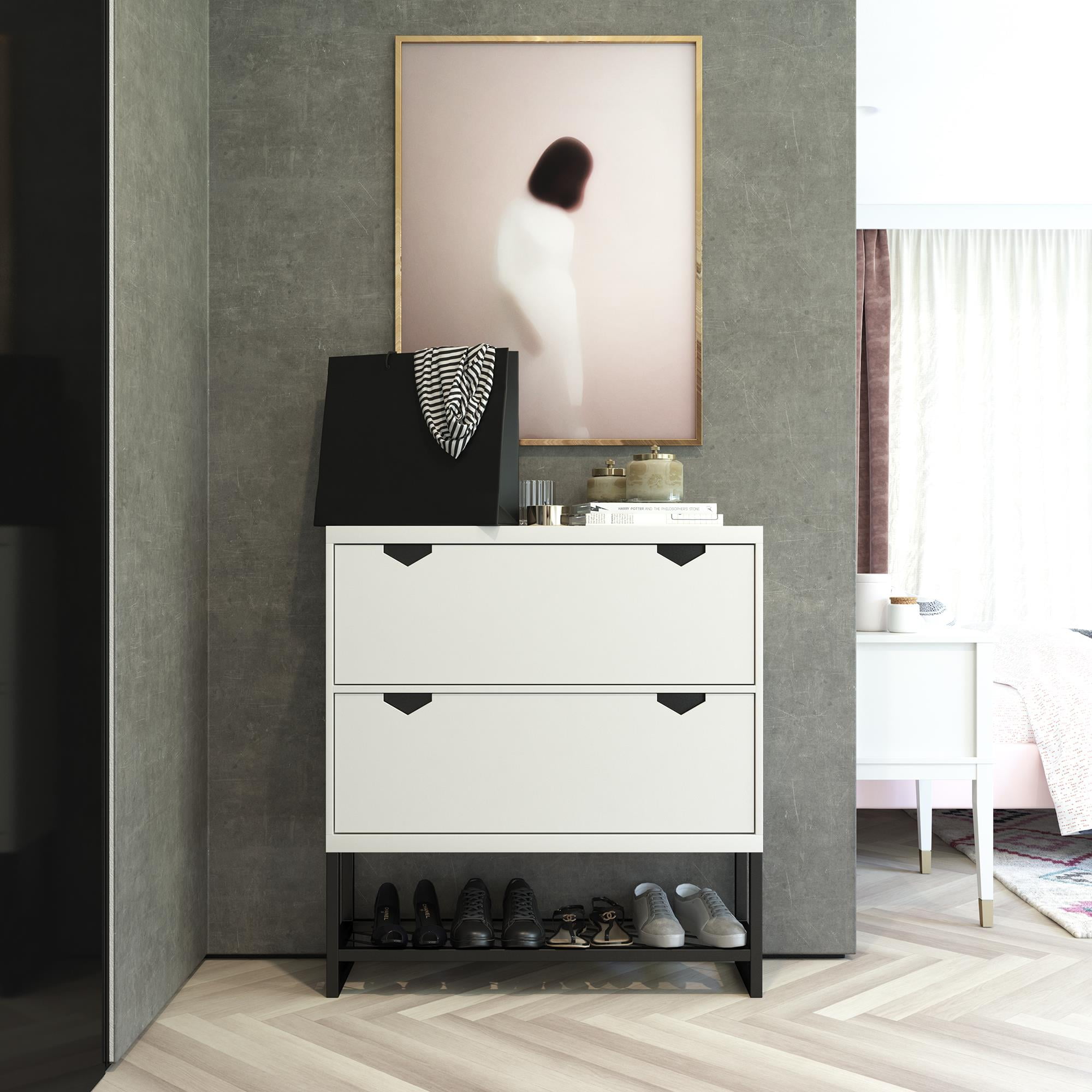 CosmoLiving by Cosmopolitan Brielle Entryway Shoe Storage, White ...