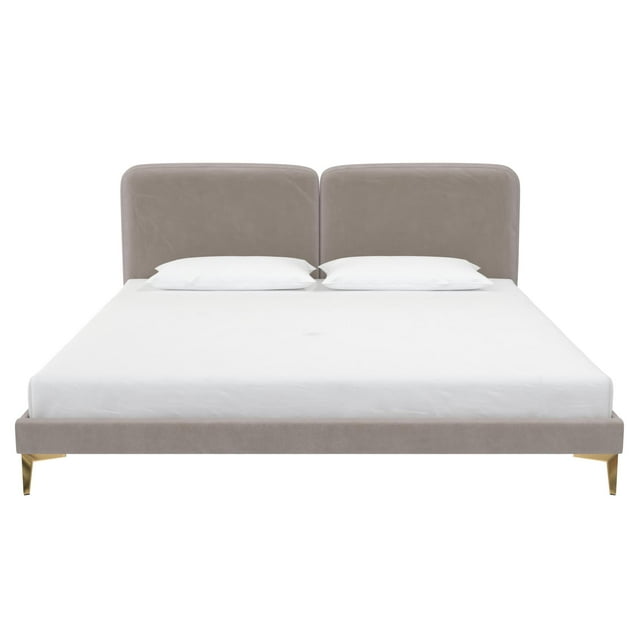 CosmoLiving by Cosmopolitan Coco Upholstered Bed Frame, King, Taupe ...