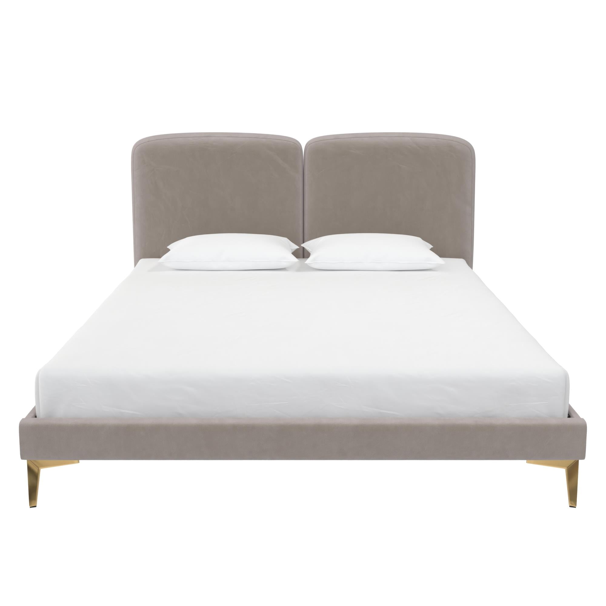 CosmoLiving by Cosmopolitan Coco Upholstered Bed Frame, Queen, Taupe ...