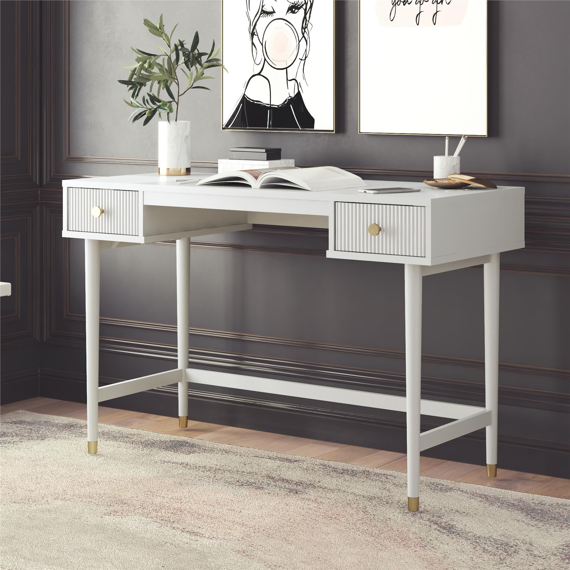 CosmoLiving by Cosmopolitan Elizabeth Desk, Dove Gray - Walmart.com