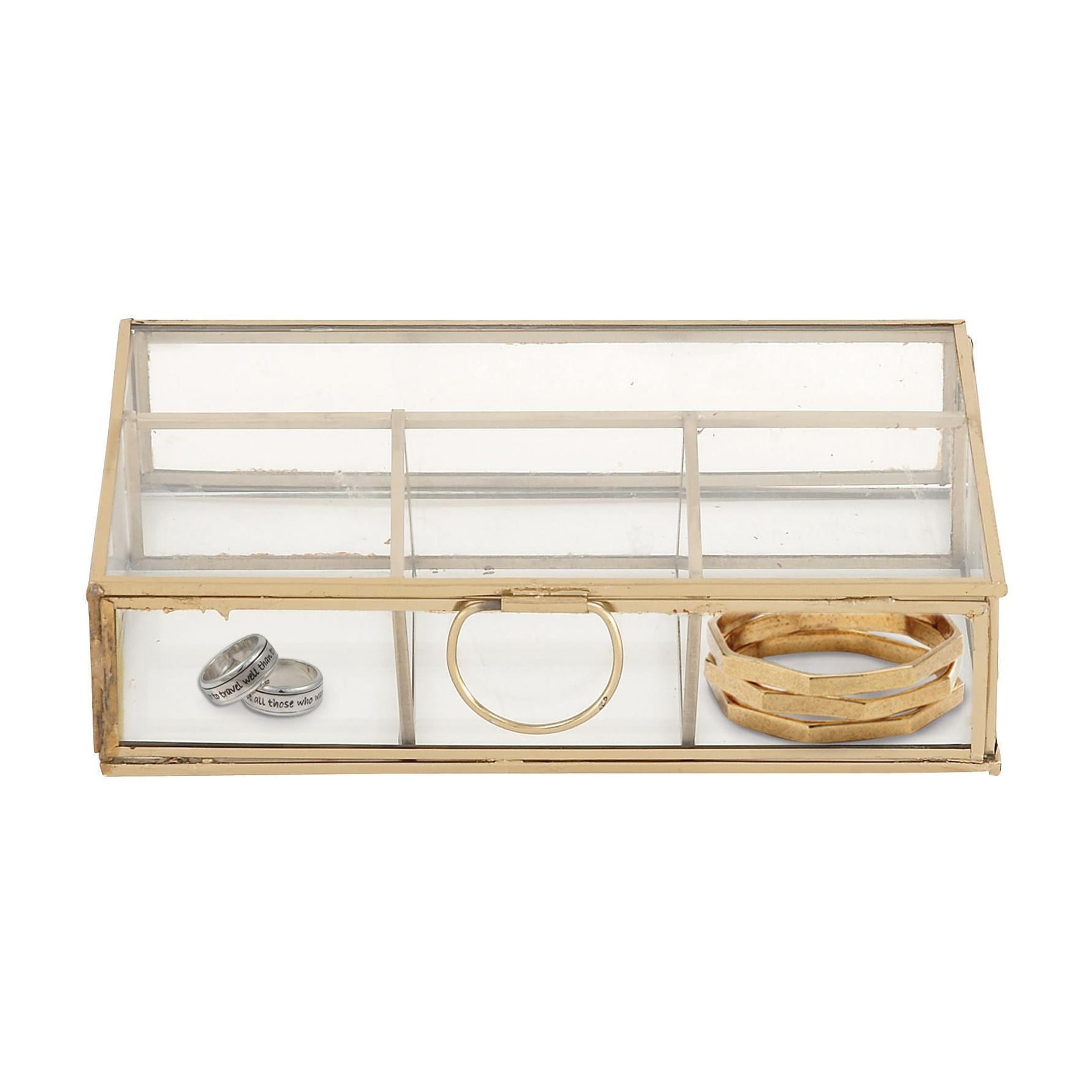 CosmoLiving by Cosmopolitan Gold Glass Decorative Jewelry Box with ...