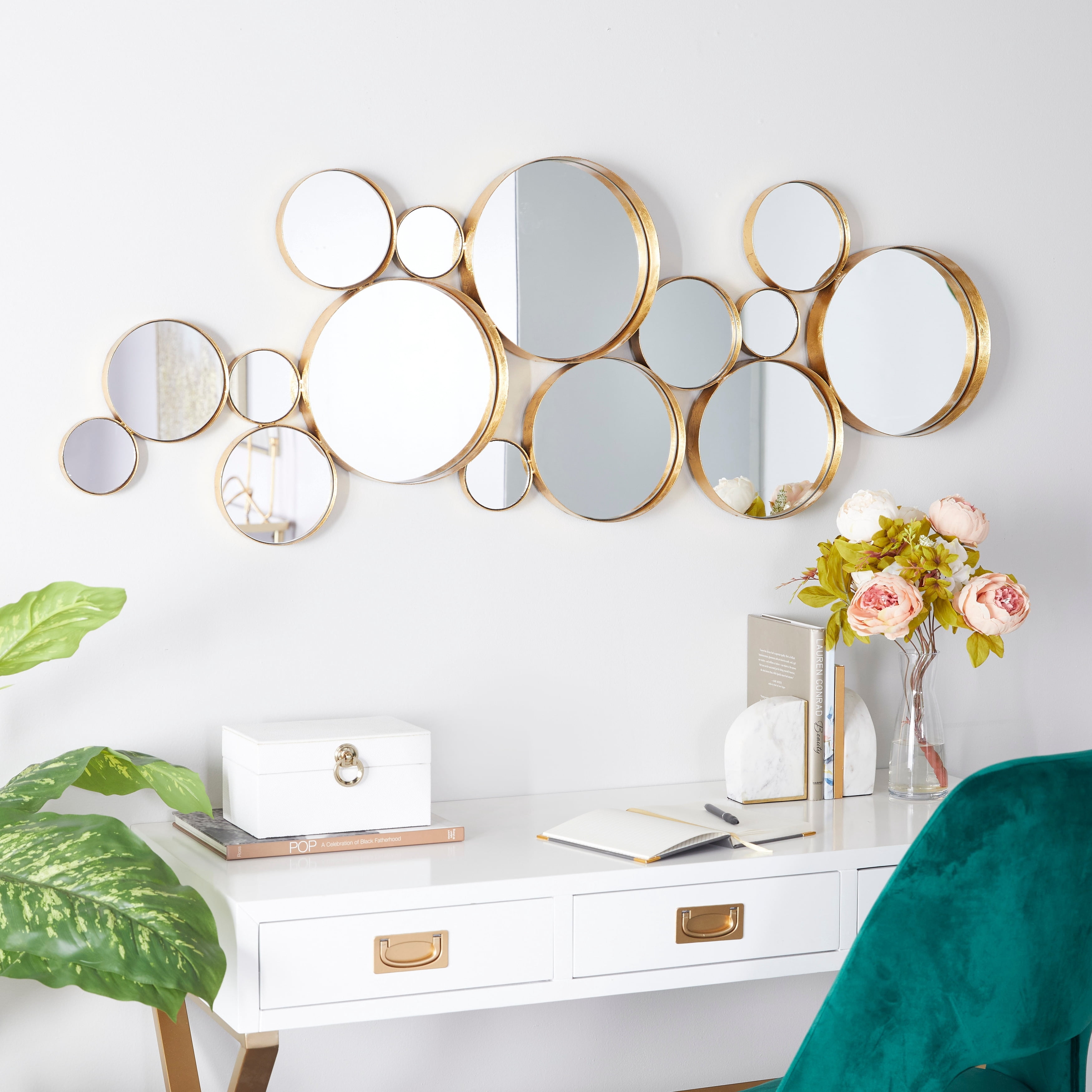 CosmoLiving by Cosmopolitan Gold Metal Bubble Cluster Room Wall Mirror ...