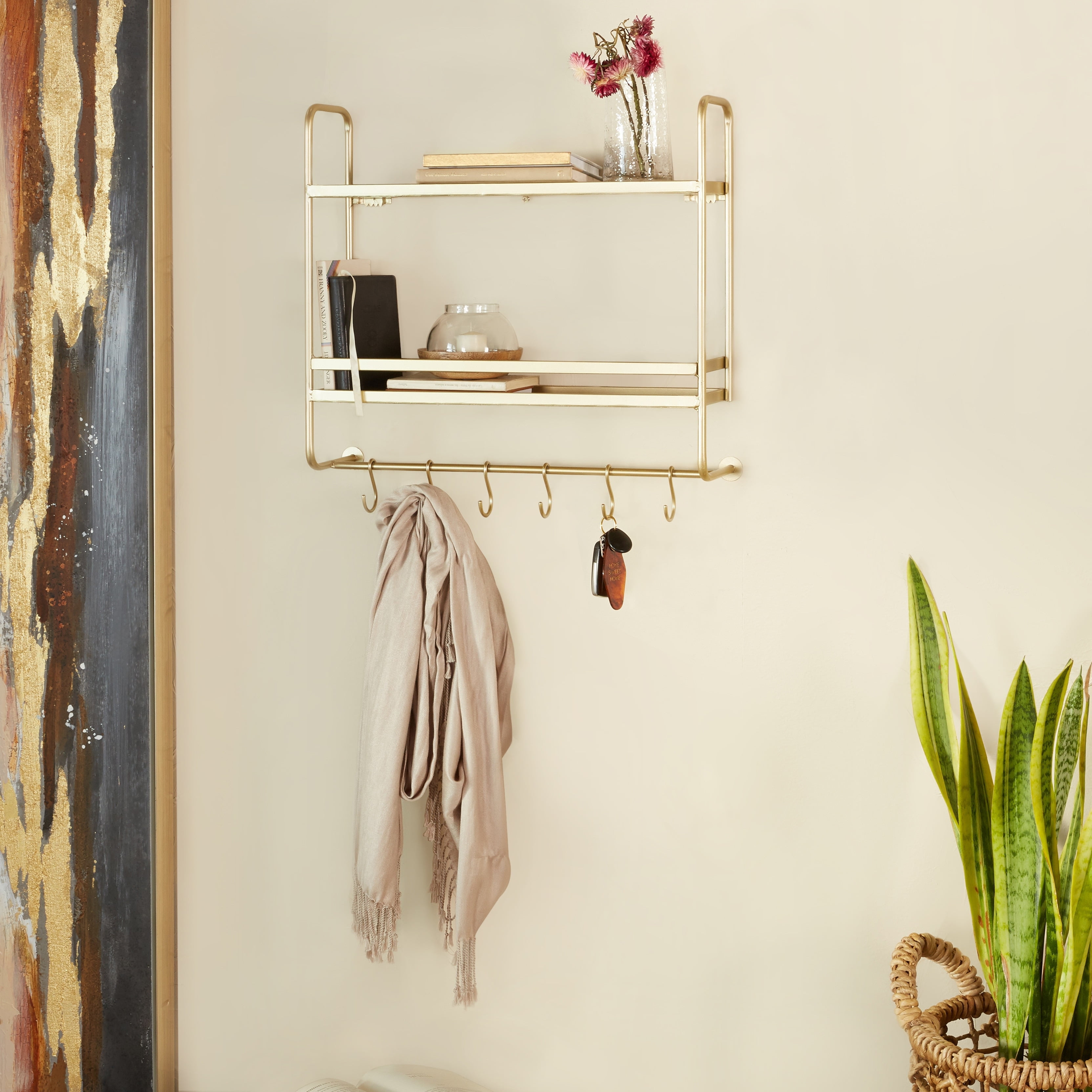CosmoLiving by Cosmopolitan Gold Metal Modern Wall Shelf - 20"L x 5"W x ...