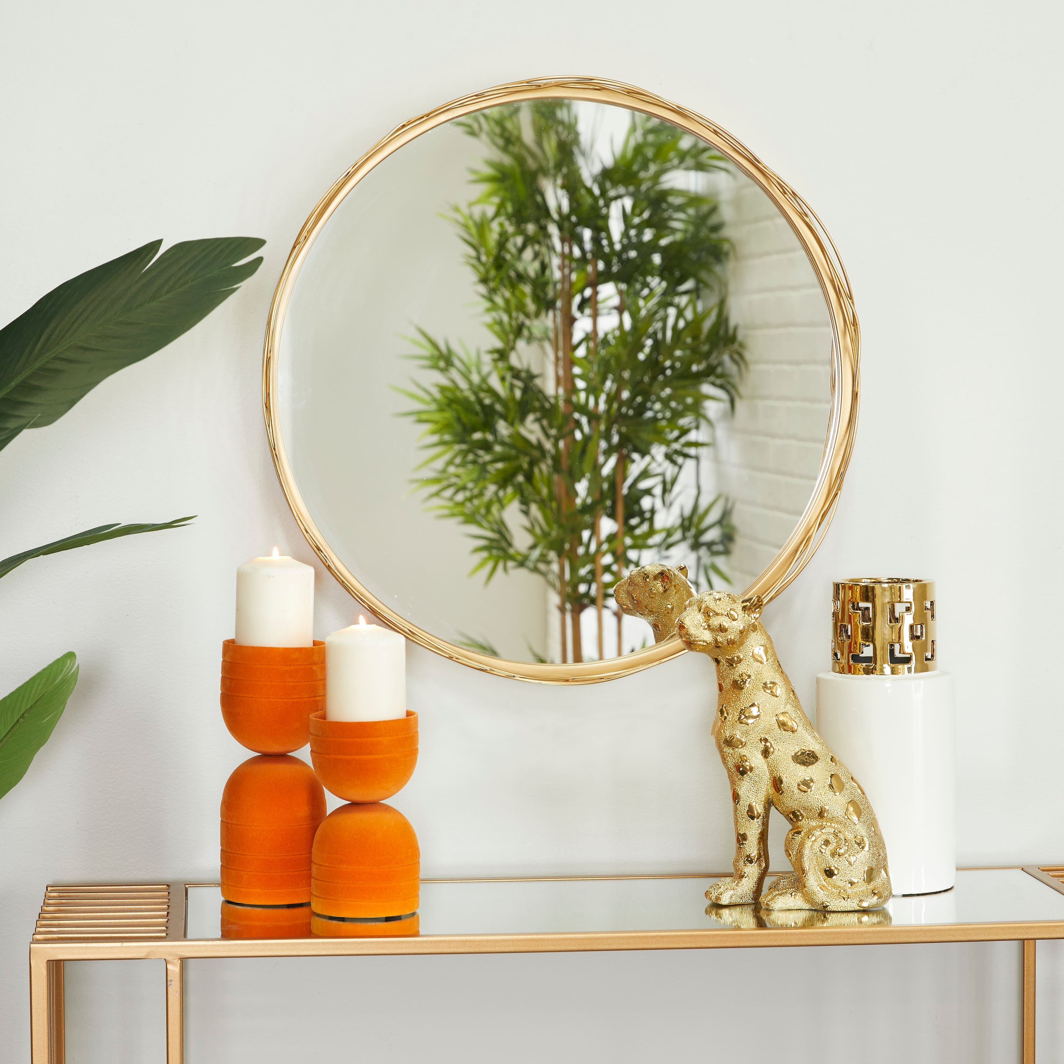 CosmoLiving by Cosmopolitan Gold Metal Room Wall Mirror - 24"W, 24"H ...
