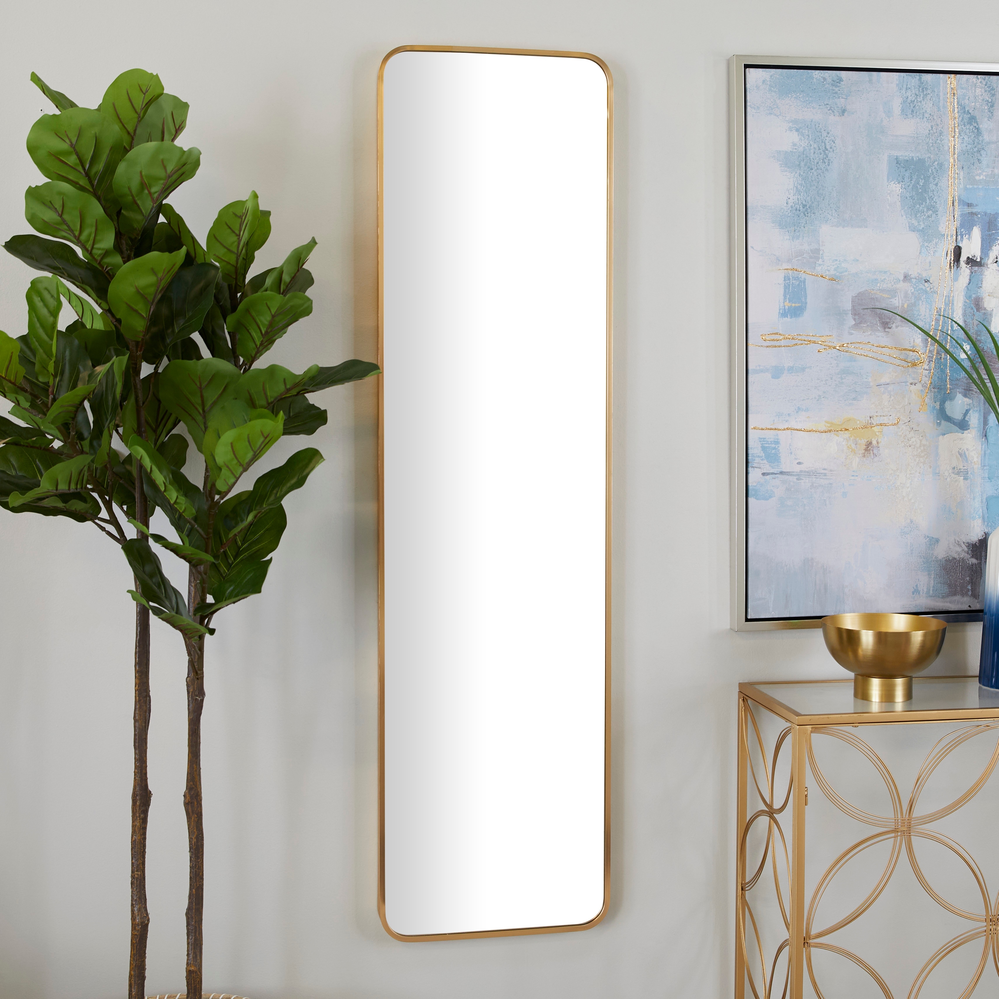 CosmoLiving by Cosmopolitan Gold Metal Room Wall Mirror with Thin Frame ...
