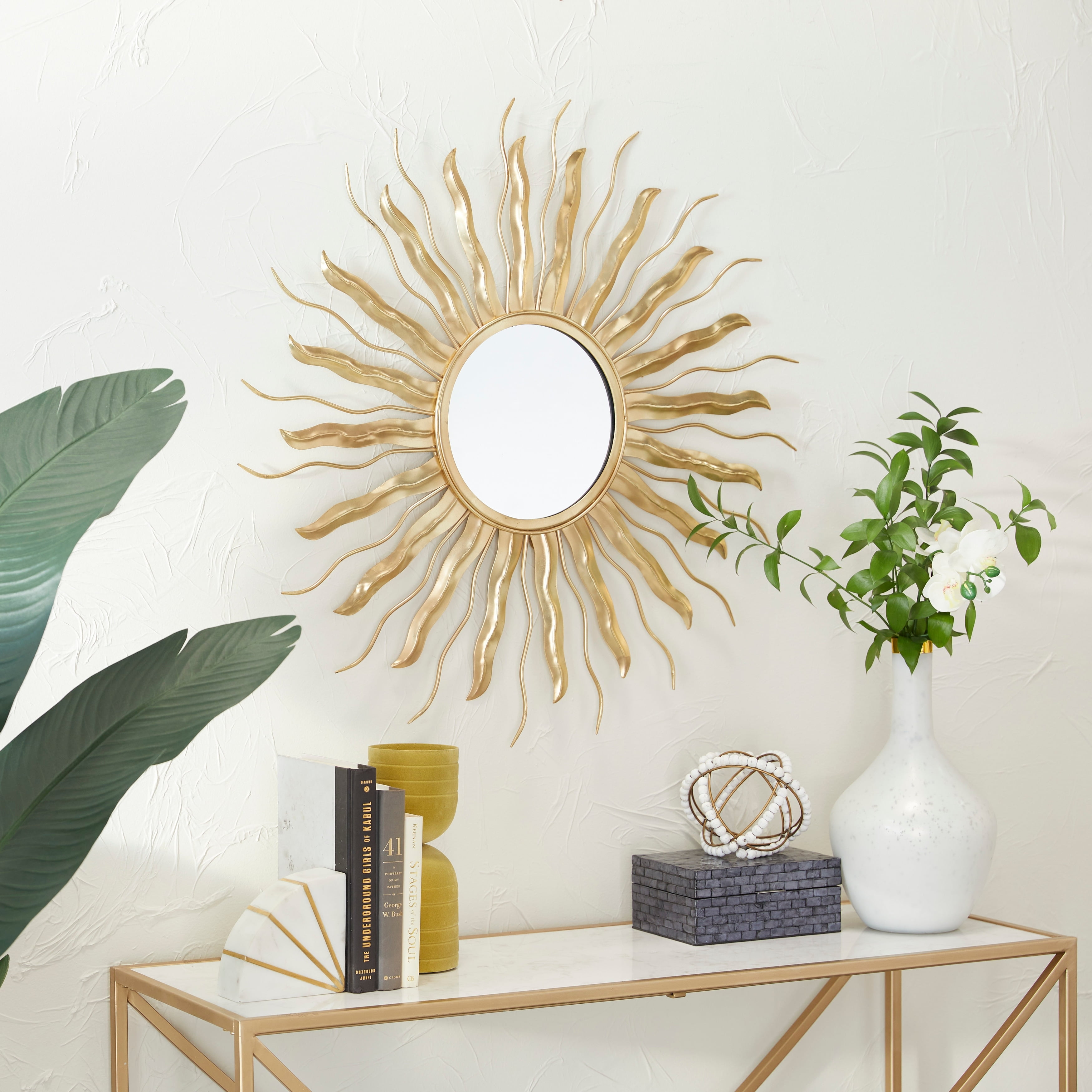 CosmoLiving by Cosmopolitan Gold Metal Starburst Room Wall Mirror - 31 ...