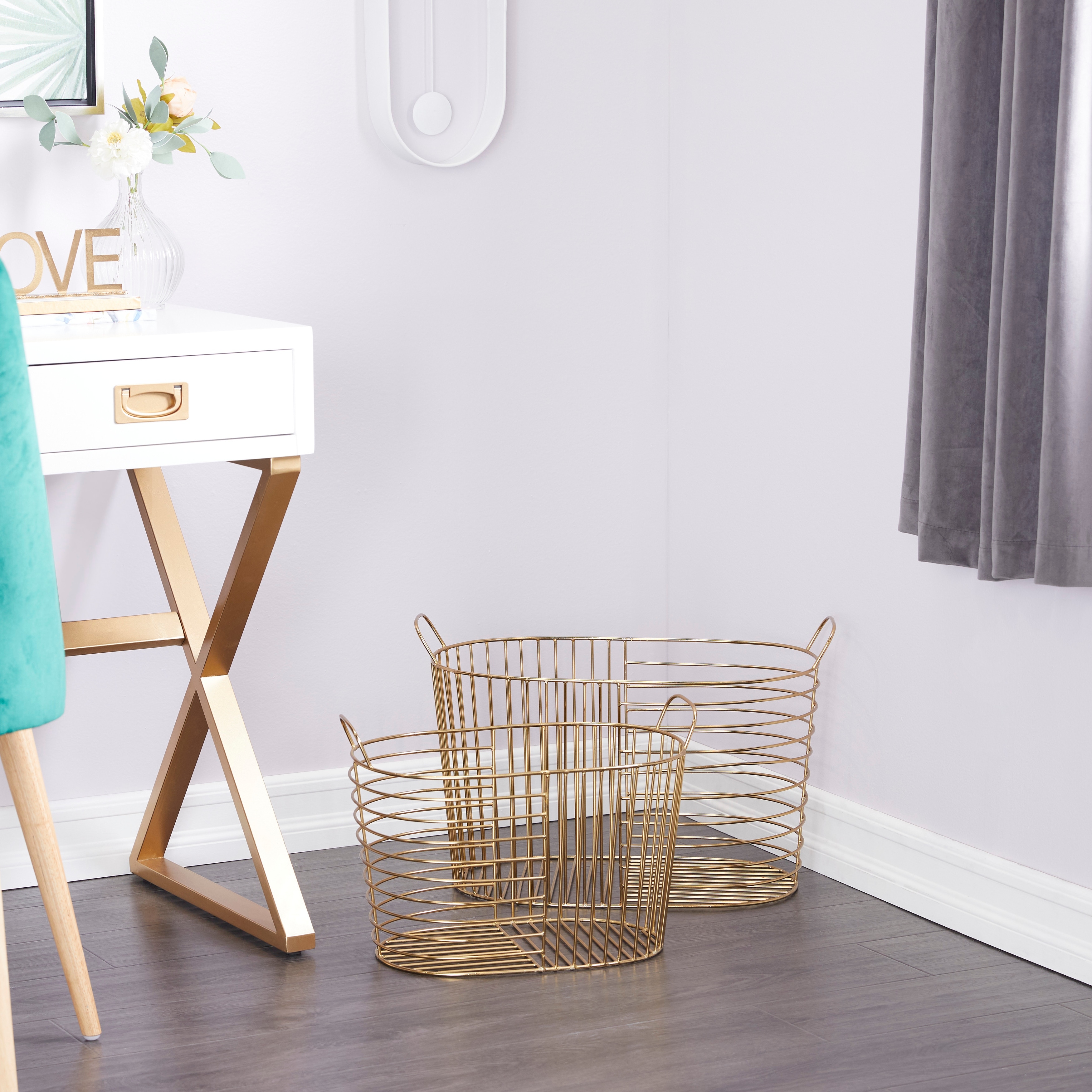 CosmoLiving by Cosmopolitan Metal Contemporary Storage Basket - S/2 14 ...