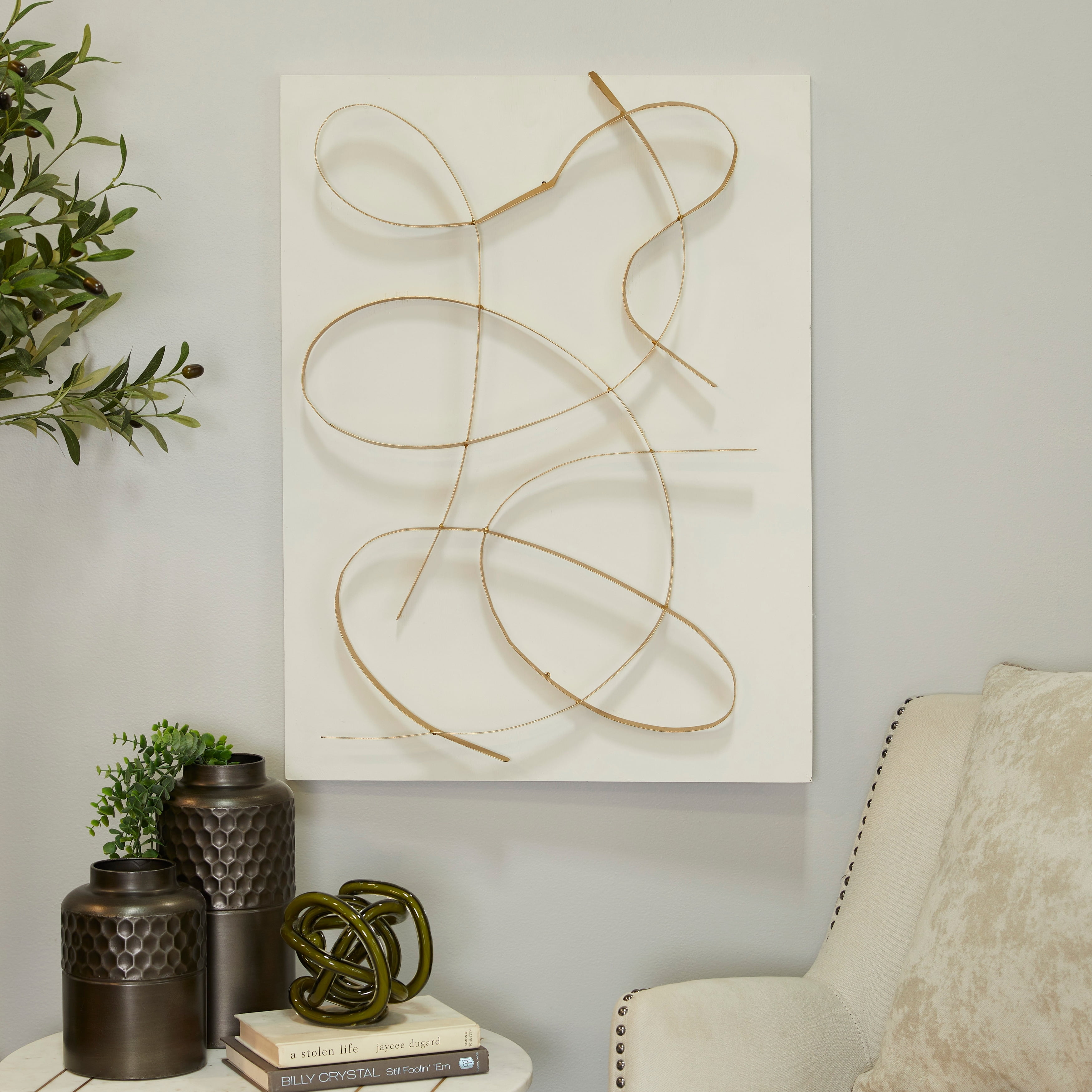 CosmoLiving by Cosmopolitan Metal Contemporary Wall Decor White/Gold ...