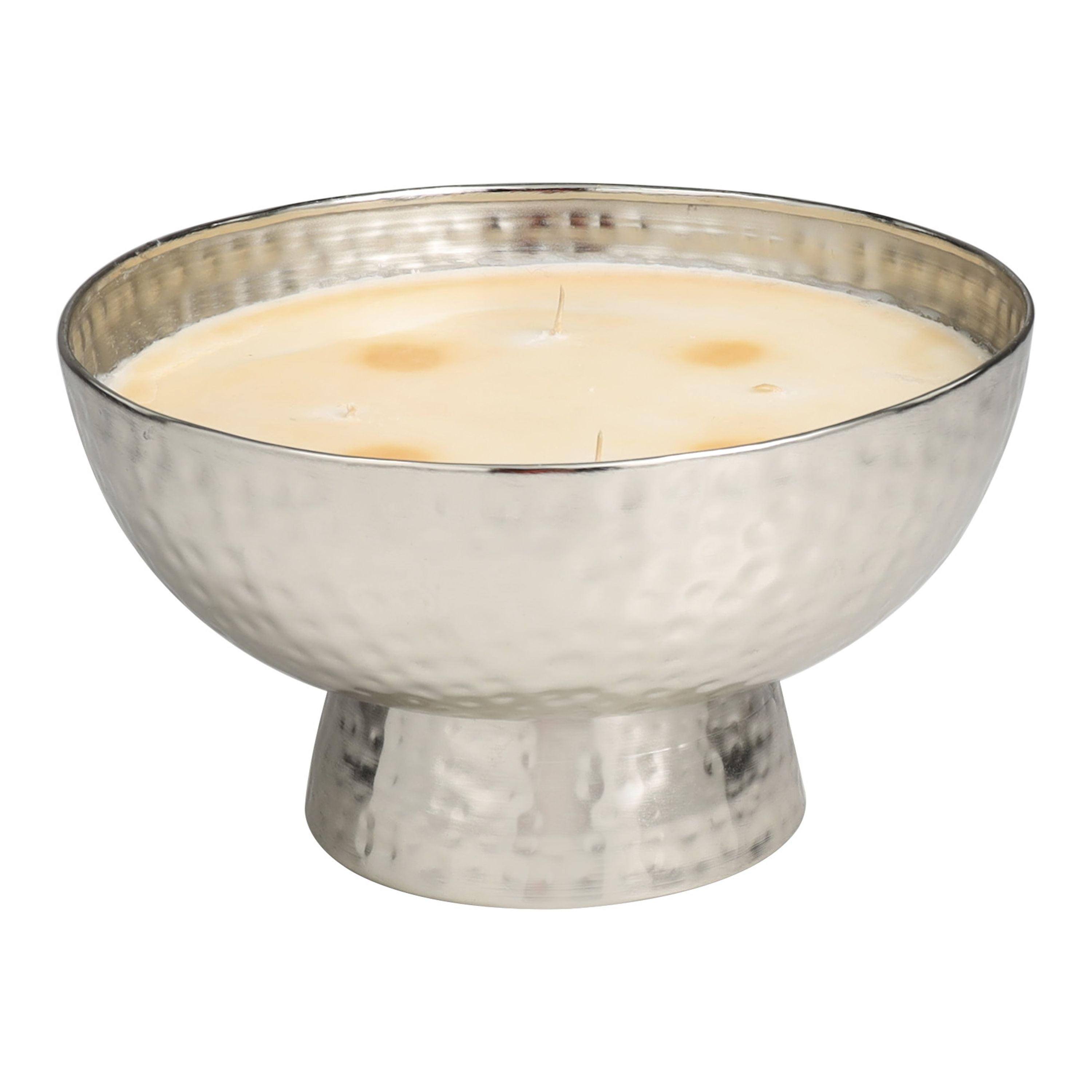 CosmoLiving by Cosmopolitan Silver Metal Jasmine Scented Wide Hammered ...