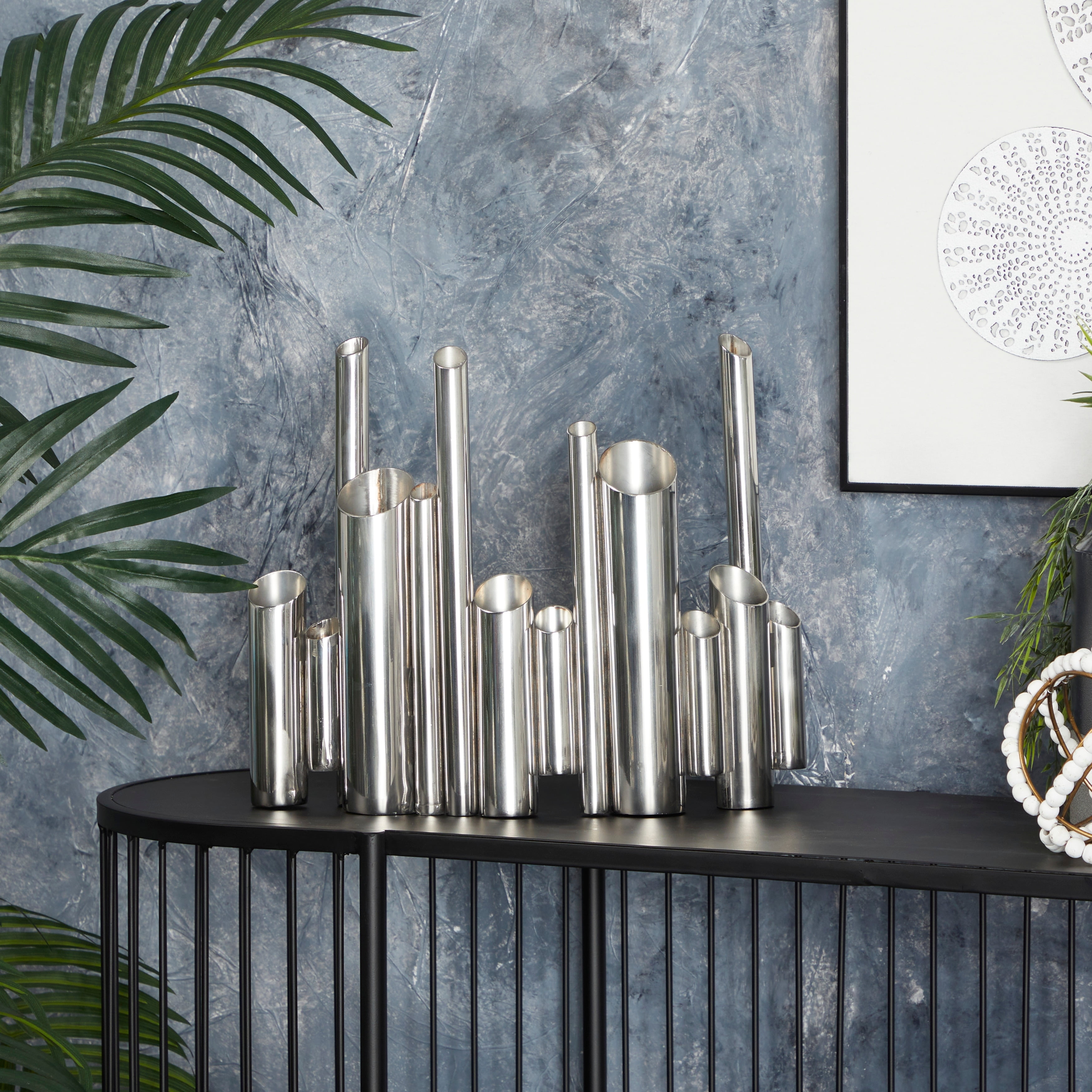 CosmoLiving by Cosmopolitan Silver Stainless Steel Metal Organ Pipe ...