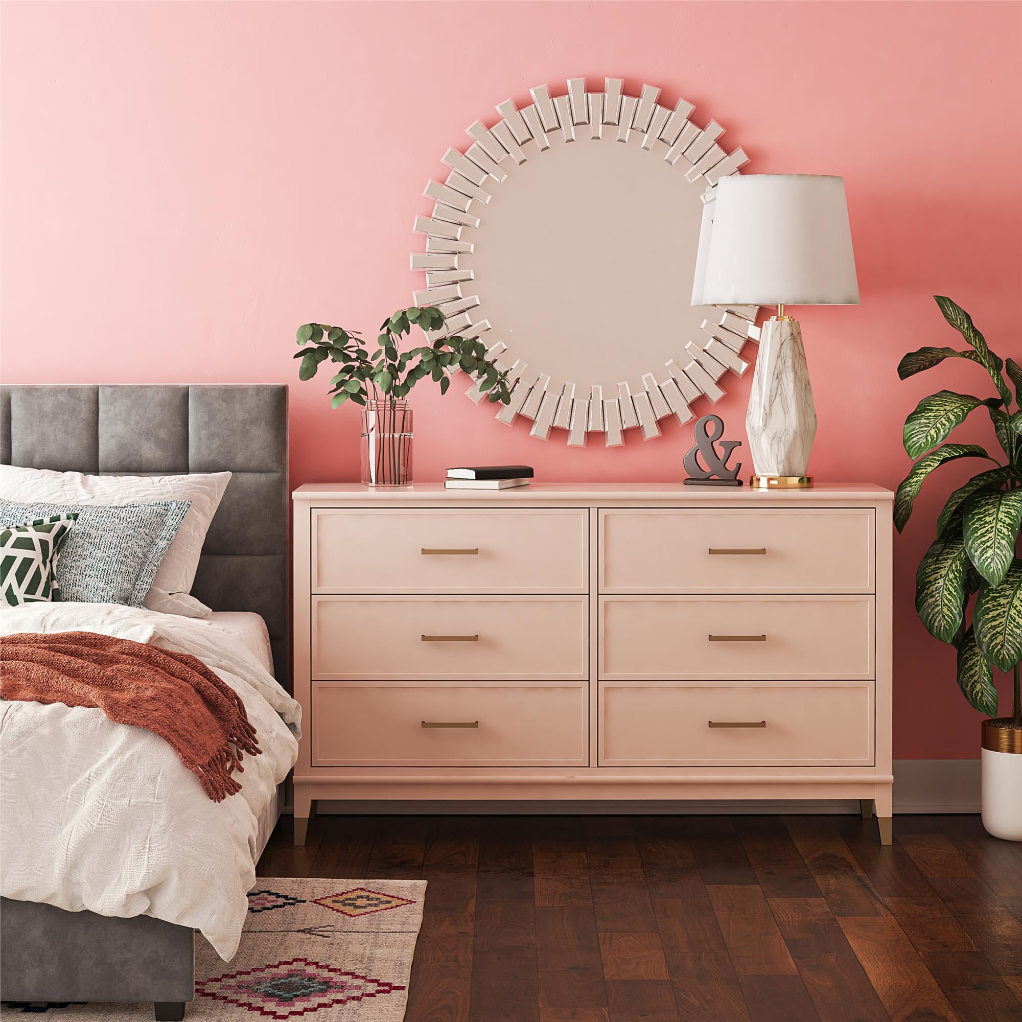 CosmoLiving by Cosmopolitan Westerleigh 6-Drawer Dresser, Pale Pink ...