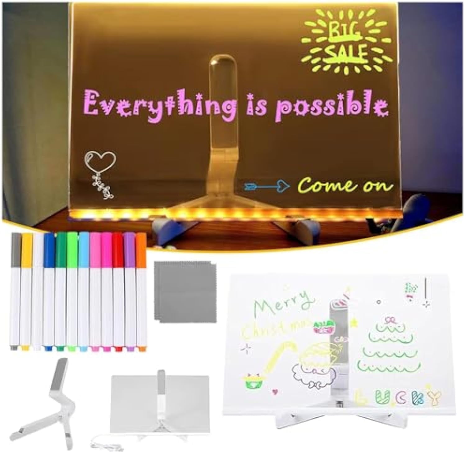 Cosmody Light Up Drawing Board (with 12 Color Pen), LED Erasable ...