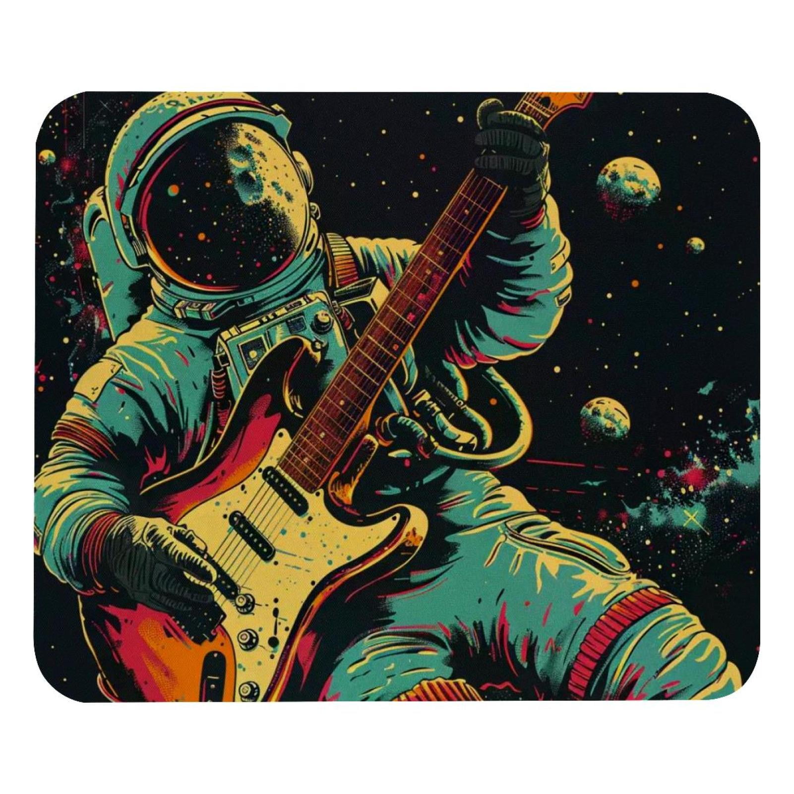 Cosmonaut Violin Space Pattern Mousepad, Non-Slip Mouse Pad, Office Desk Mat, Jiaji Cloth Desk ...