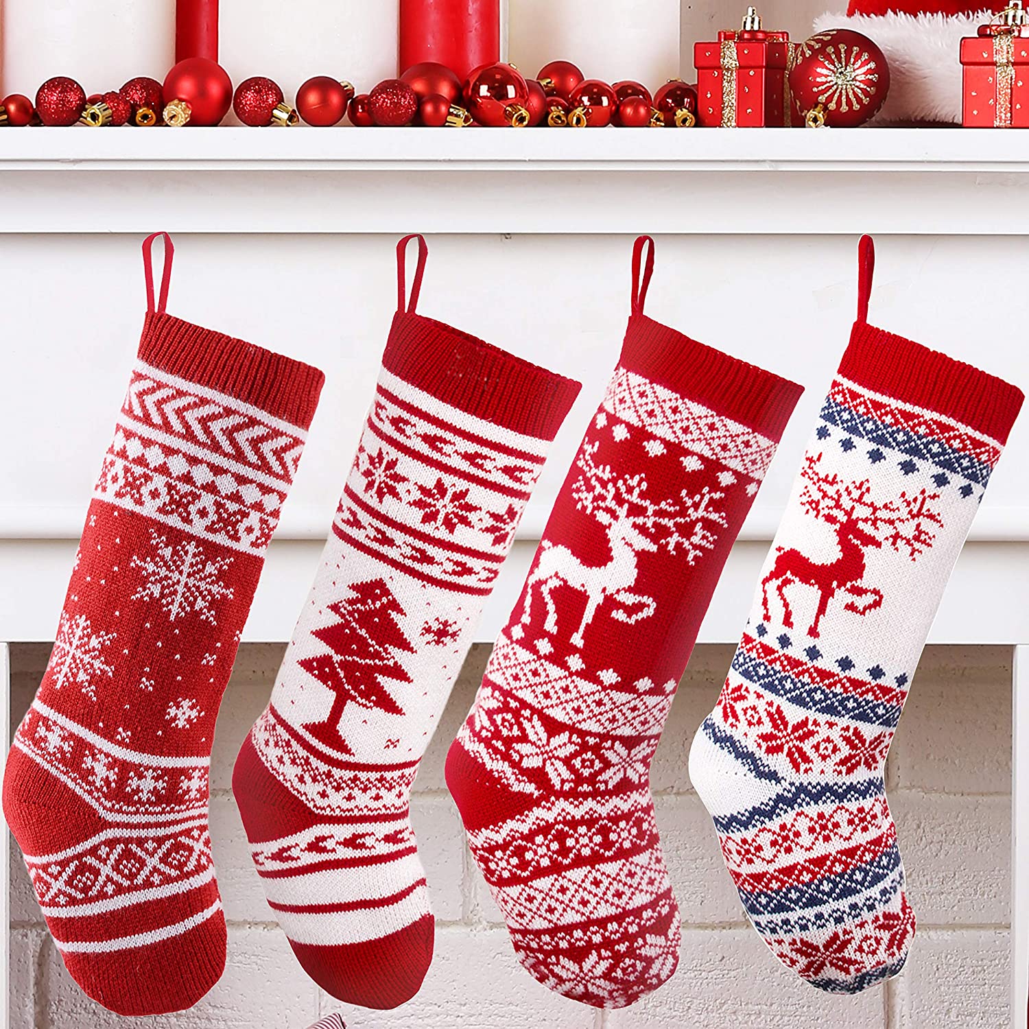 Personalized Snowflake Knit Stocking with Red or White Cuff - Walmart.com