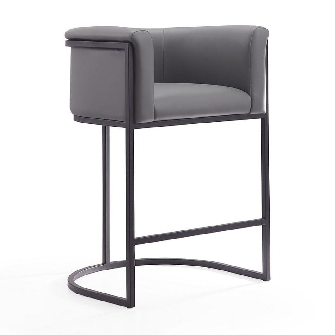 Cosmopolitan Mid Century Modern Upholstered Bar Stool in Grey and Black ...