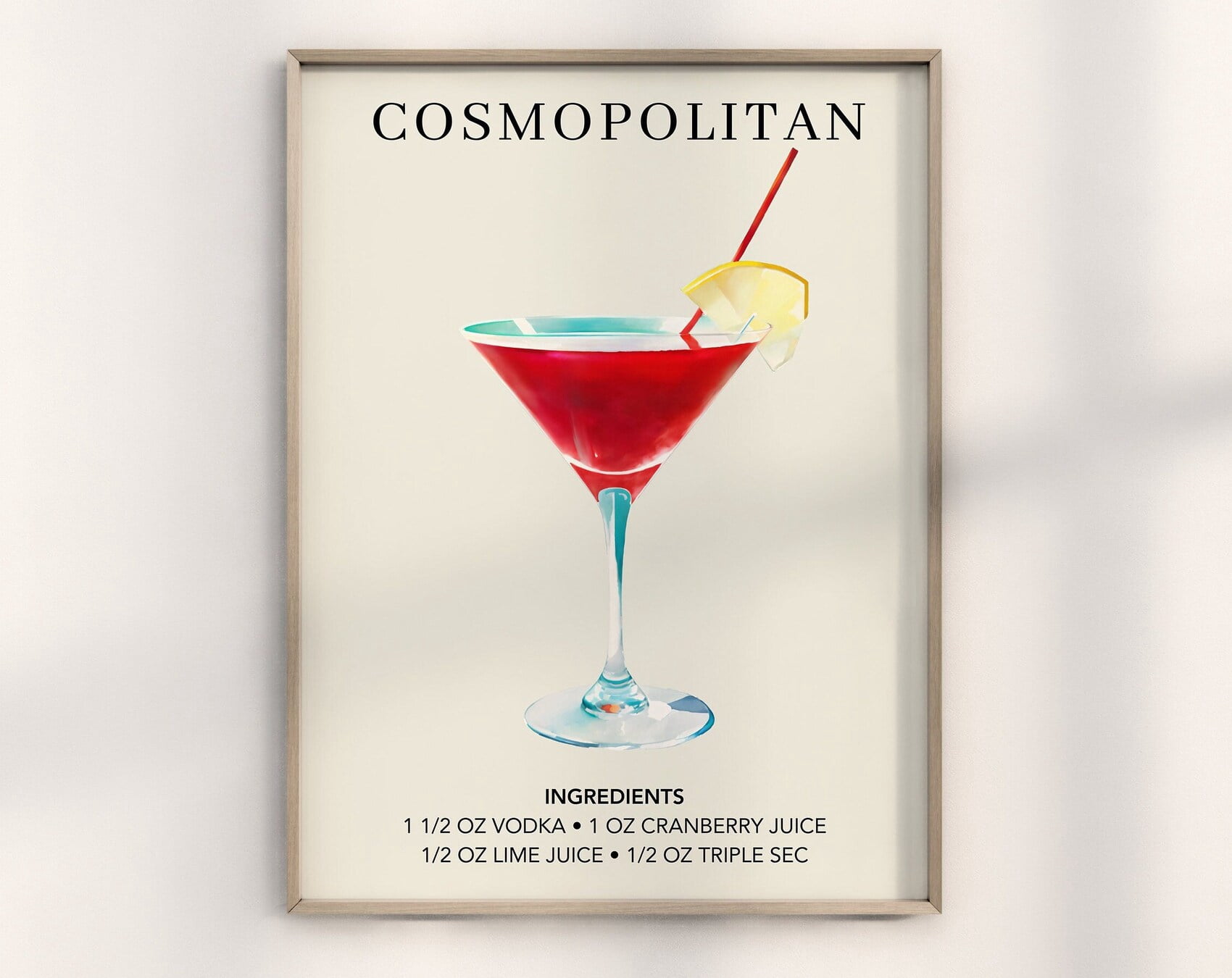 Cosmopolitan Art Print Bar Cart Decor Cocktail Art Poster Mixology Gift ...