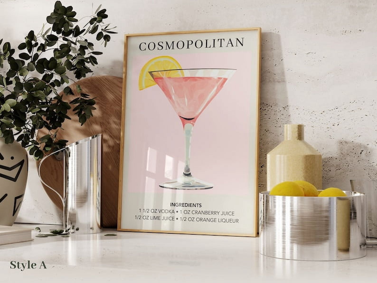 Cosmopolitan Art Print Cocktail Art Poster Mixology Gift For Her ...