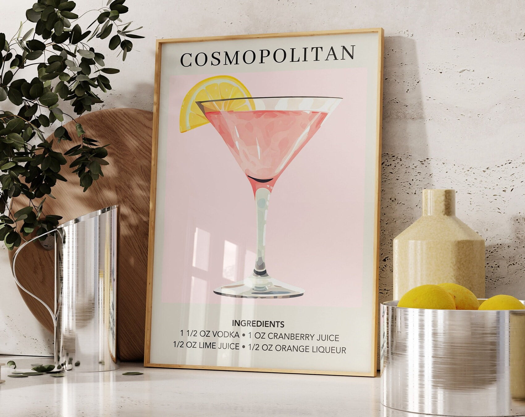 Cosmopolitan Art Print | Cocktail Art Poster | Mixology Gift for Her ...