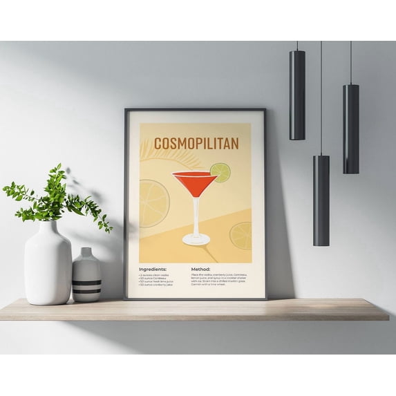 Cosmopolitan Cocktail Poster Print Wall Decor Cocktail Cosmopolitan ...