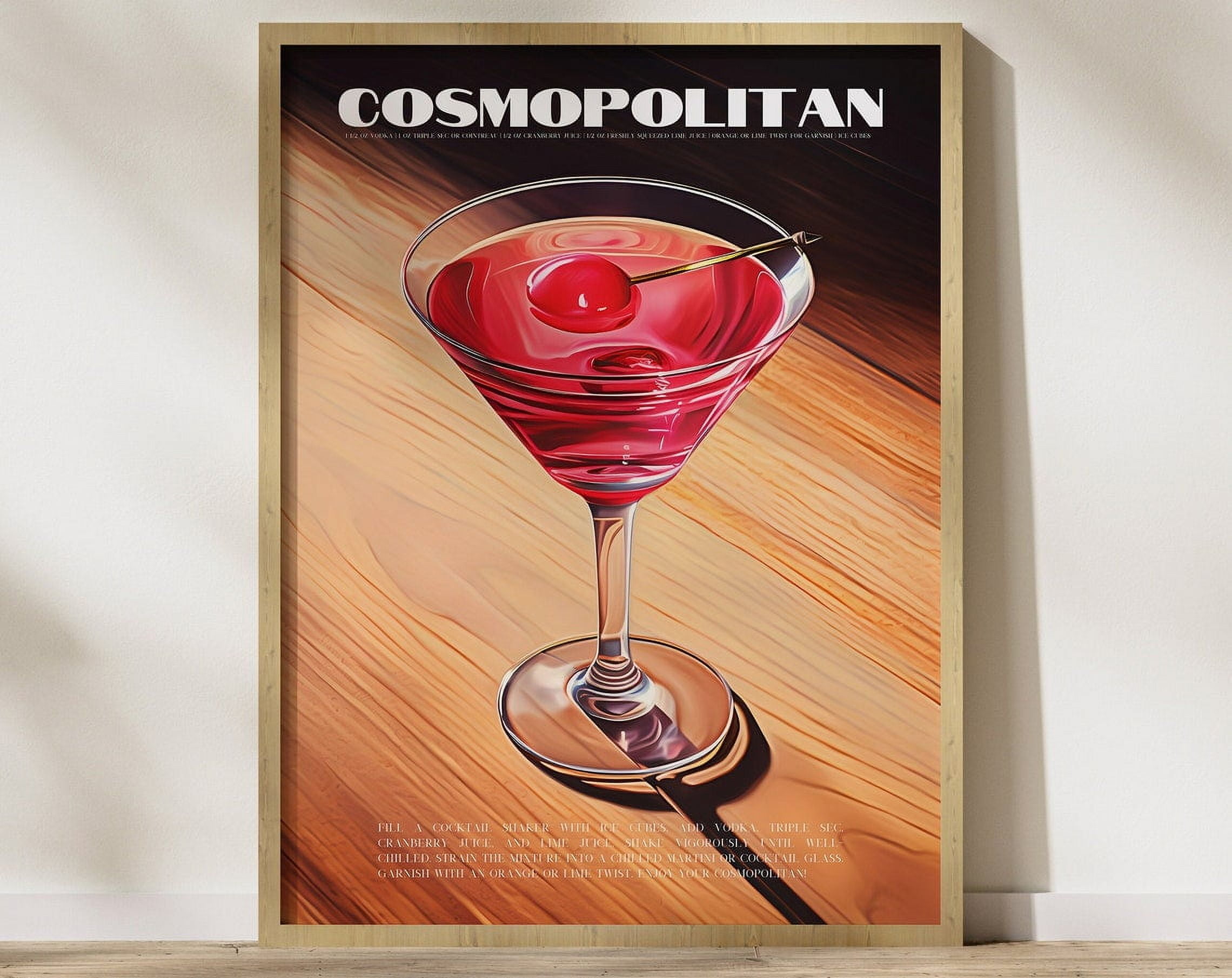 Cosmopolitan Coctail Wall Art Poster - Bar Poster - Alcohol Print ...