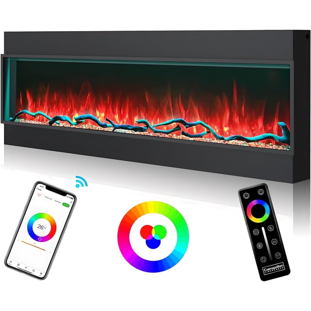 Cosmopolitan Fireplaces Phoenix Univue Series 68-inch Built-in Electric Fireplace with Realistic ...