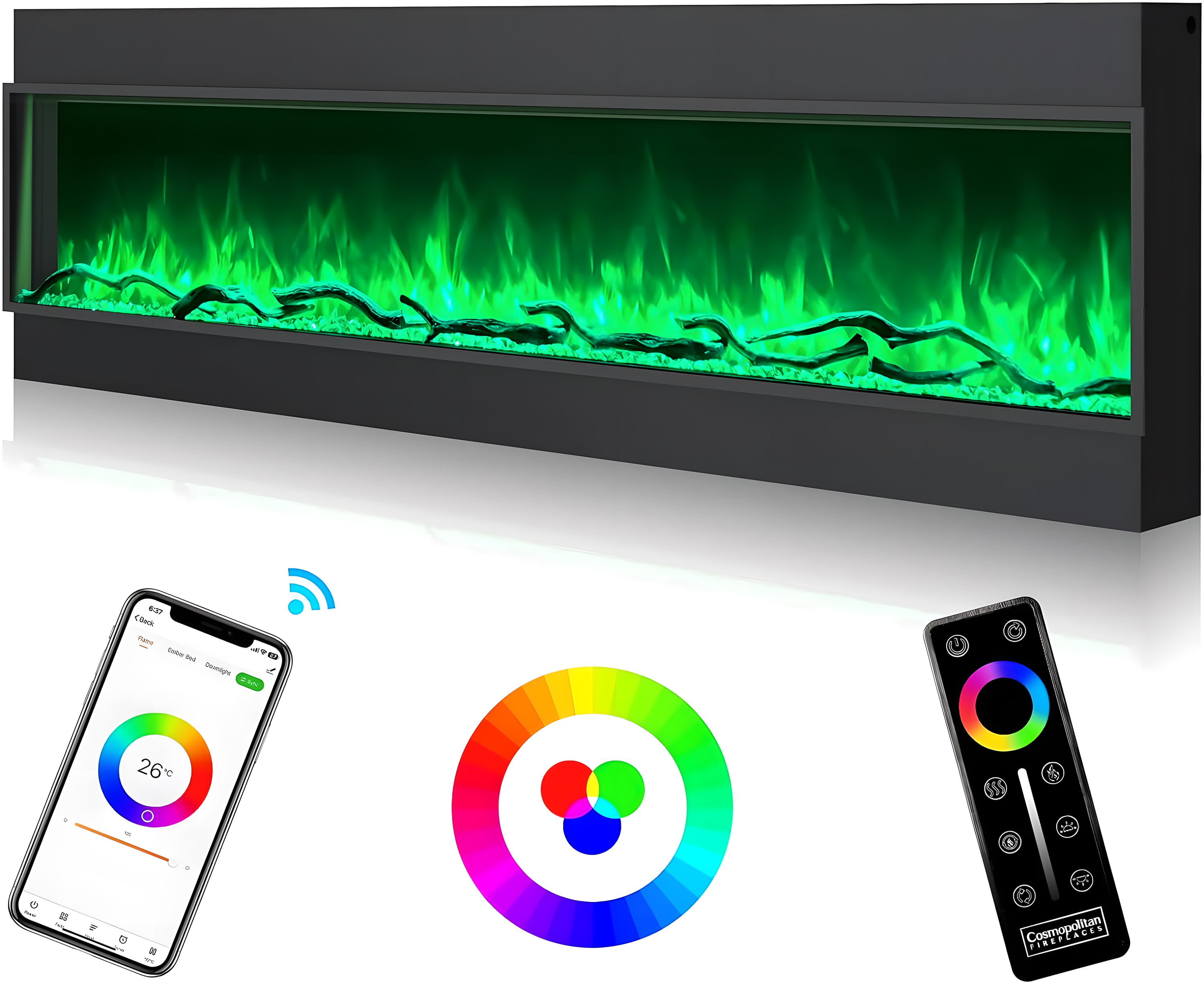 Cosmopolitan Fireplaces Phoenix Univue Series 80-inch Built-in Electric ...