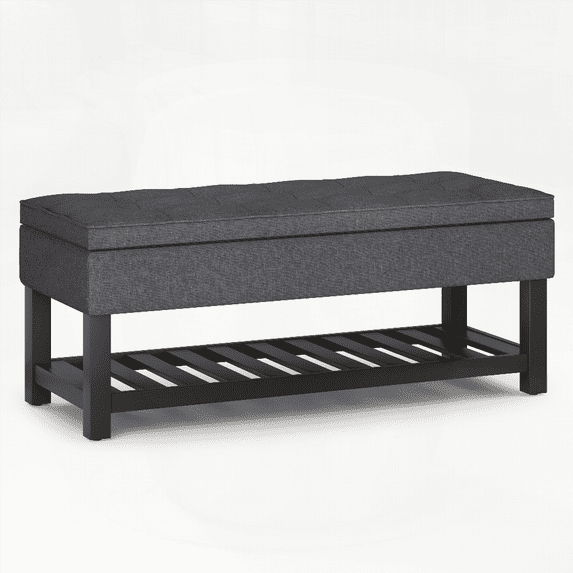 Cosmopolitan - Slate Grey Storage Ottoman Bench with Open Bottom ...