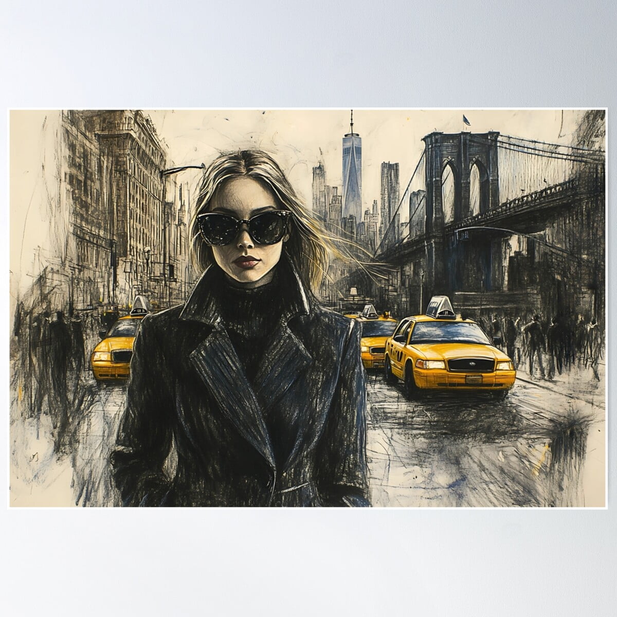 Cosmopolitan Stroll In New York Poster Wall Art, Modern Wall Decor For ...