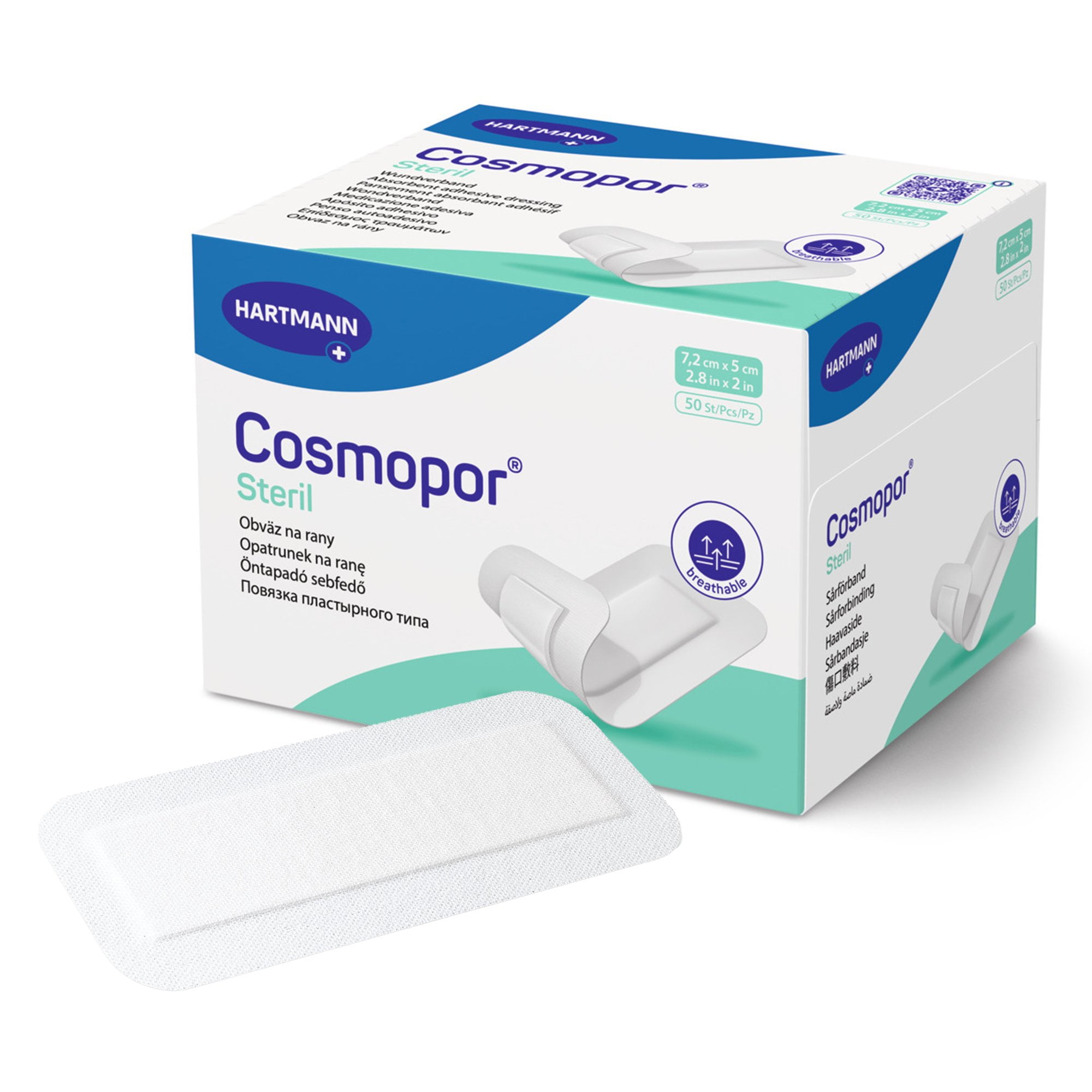 Cosmopor Adhesive Dressing, Sterile Wound Bandage, 2 in x 2.9 in, 50 ...