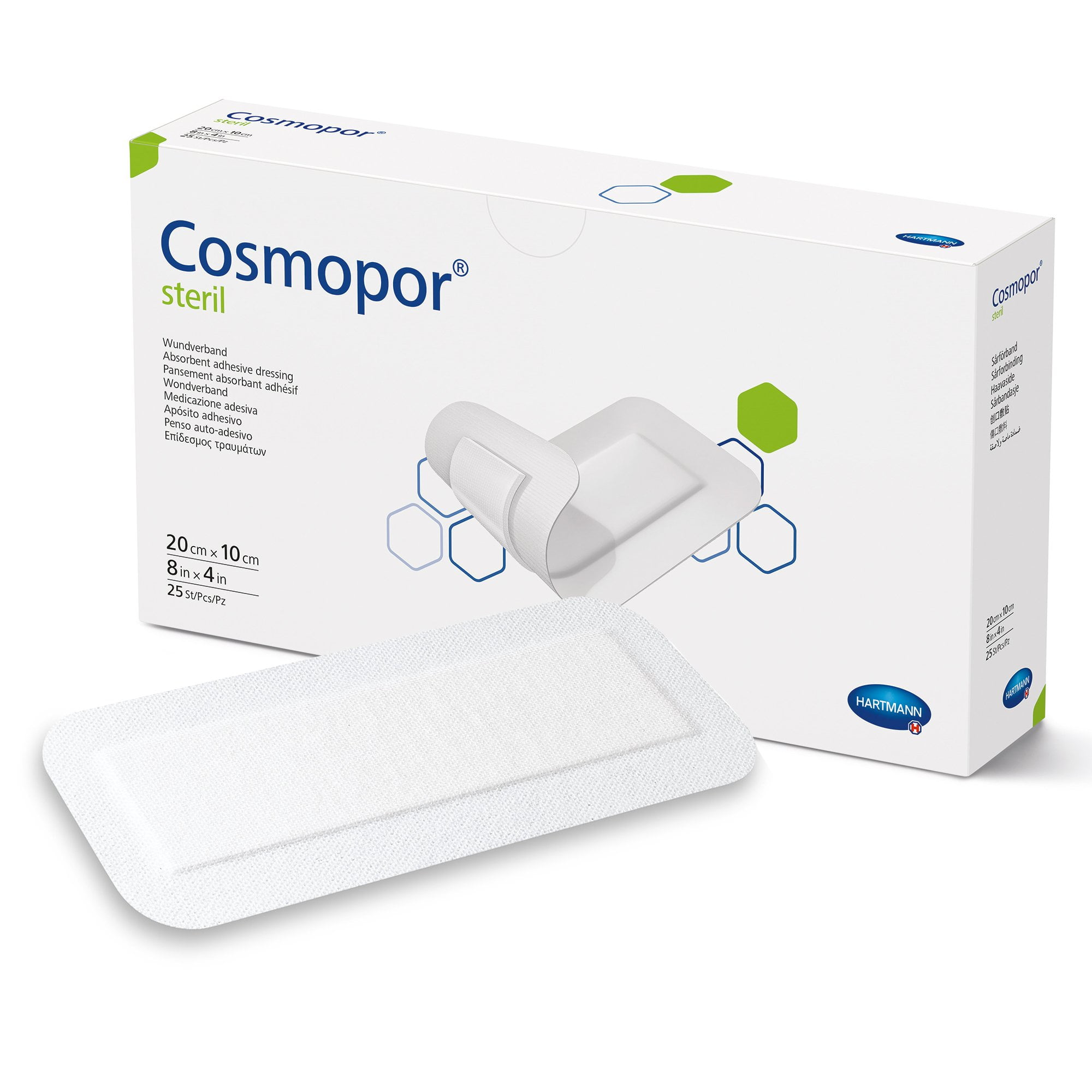 Cosmopor Adhesive Dressing, Sterile Wound Bandage, 4 in x 8 in, 25 ...