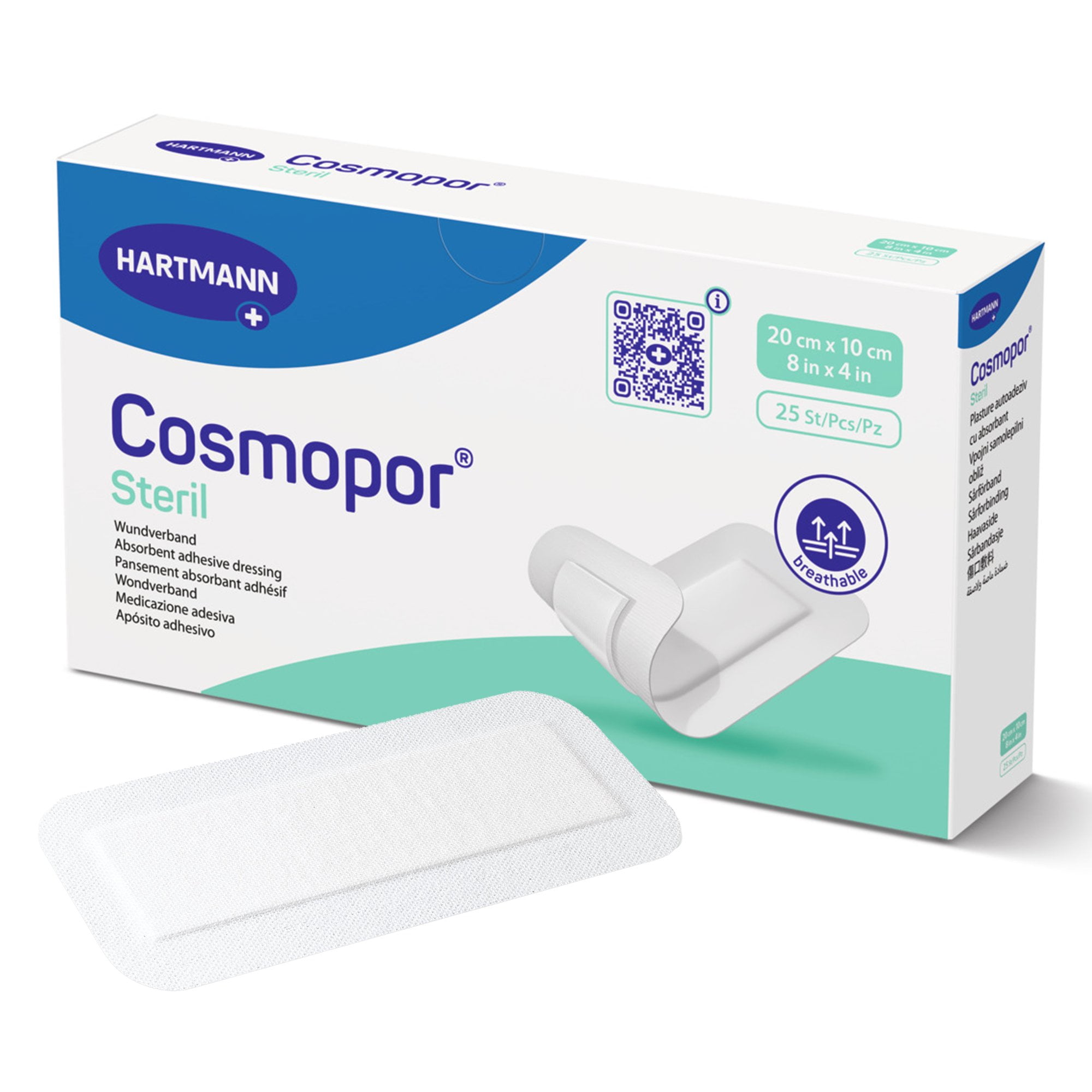 Cosmopor Adhesive Dressing, Sterile Wound Bandage, 4 in x 8 in, 25 ...