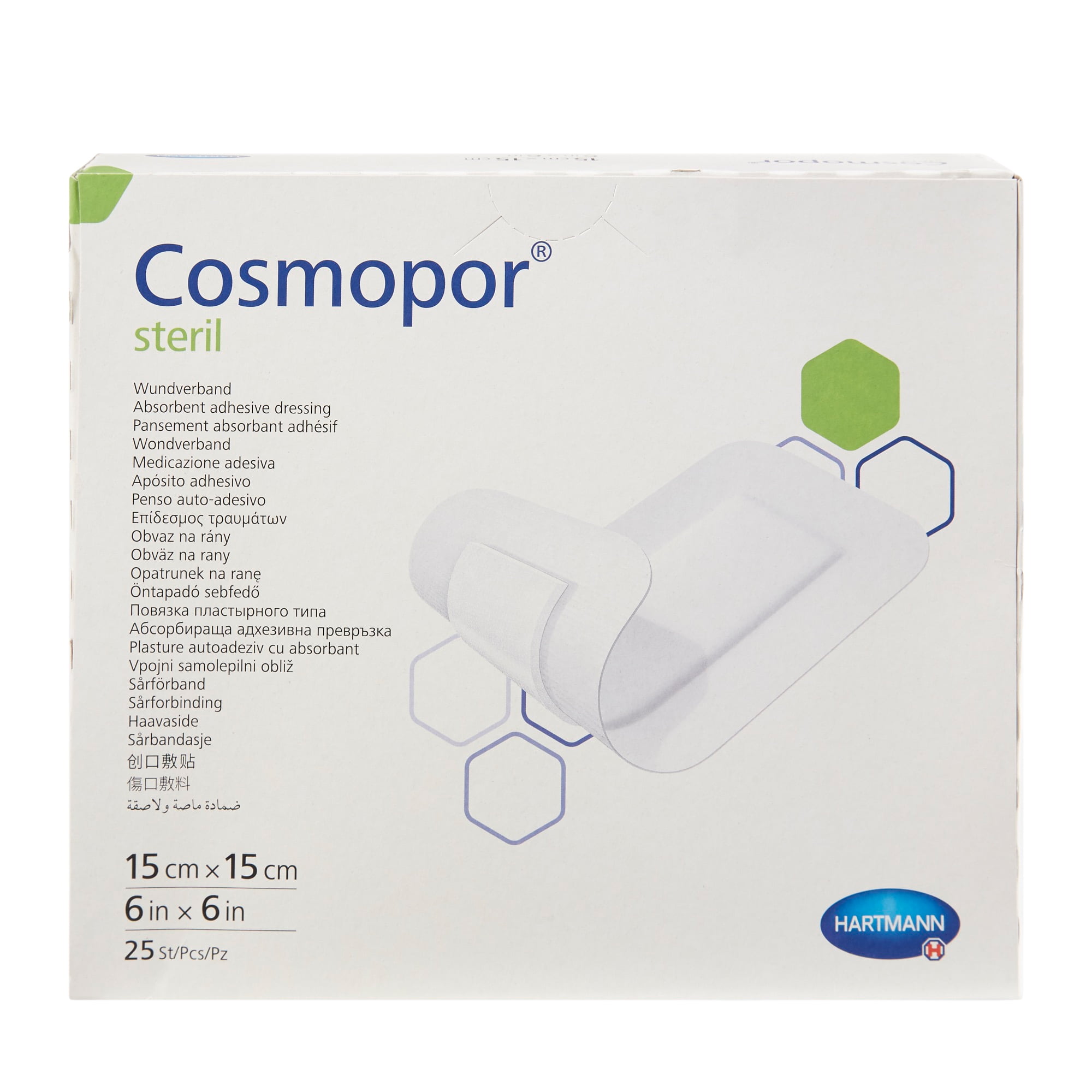 Cosmopor Adhesive Dressing, Sterile Wound Bandage, 6 in x 6 in, 25 ...