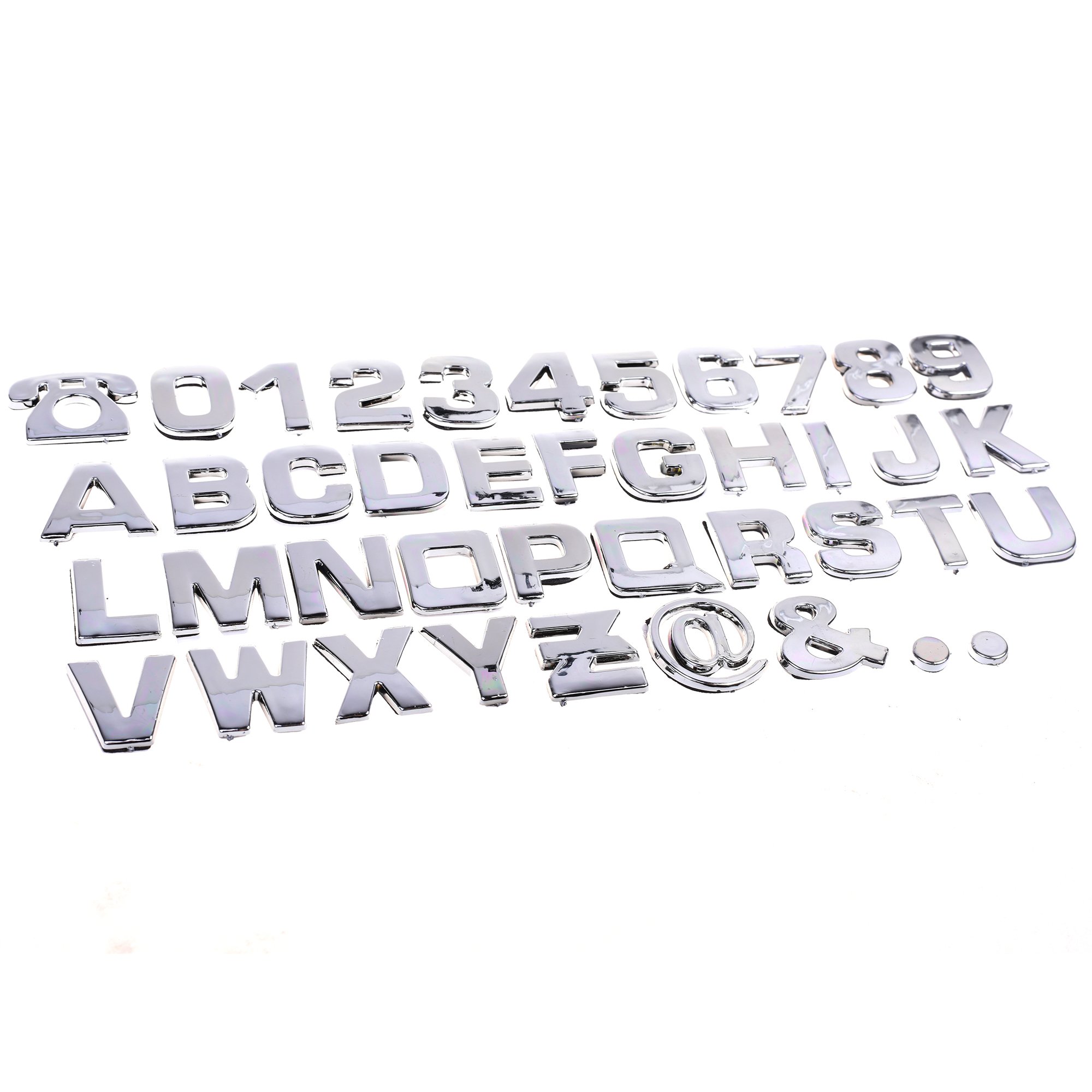 Cosmos 40 Pcs Silver KEF16 Tone Plastic Car Letters Number Sticker 3D ...