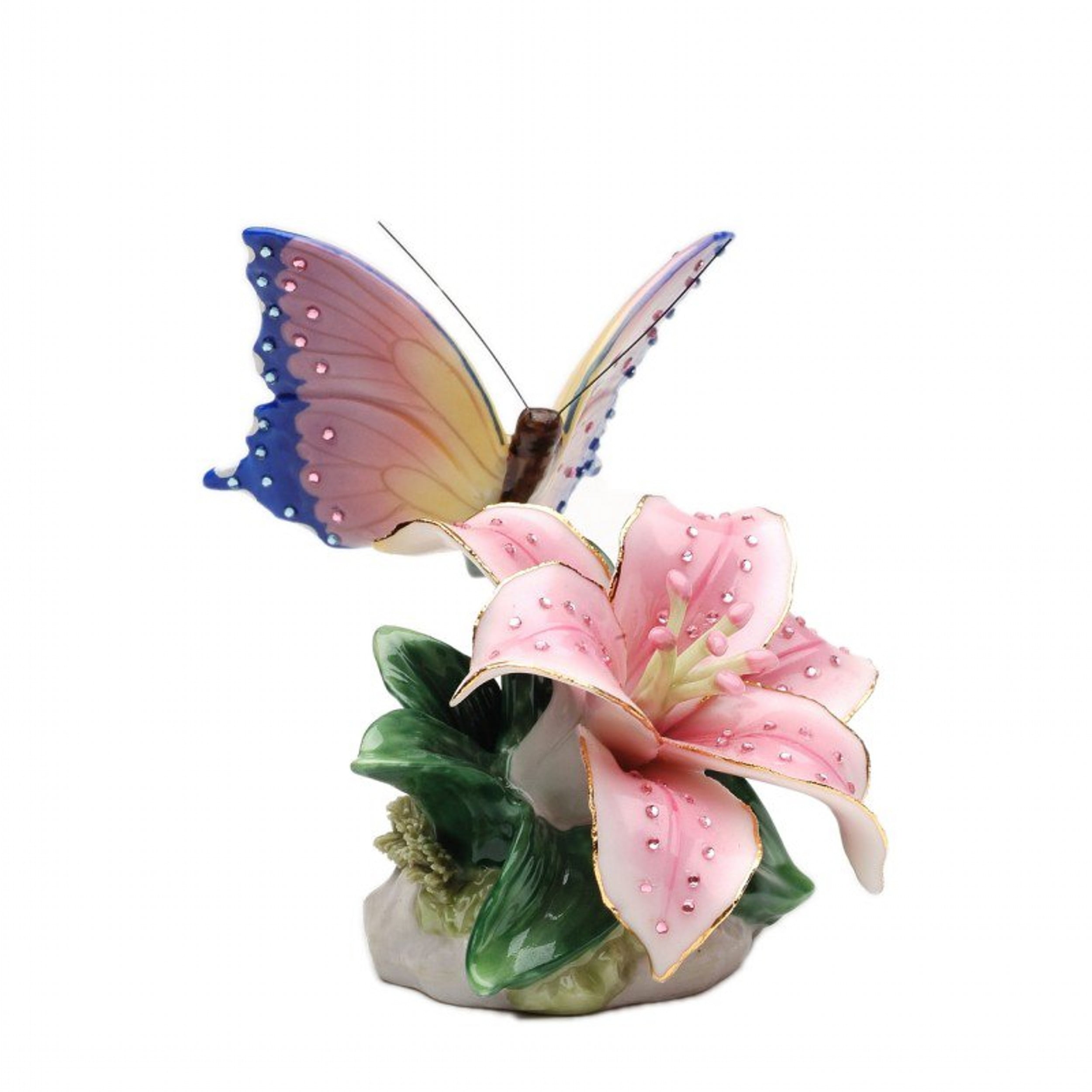 Cosmos Fine Porcelain Lily with Butterfly Musical Figurine, Home Decor ...