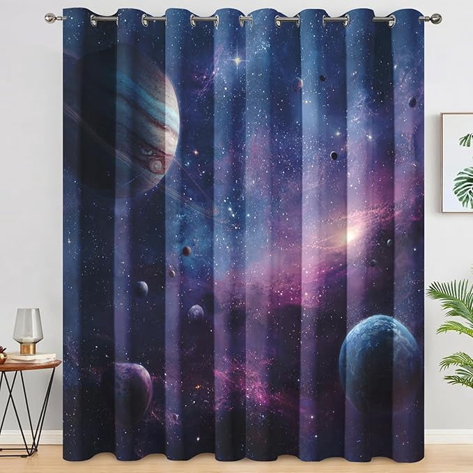 Cosmos Blackout Curtains, Universe Planet Curtains for Living Room ...