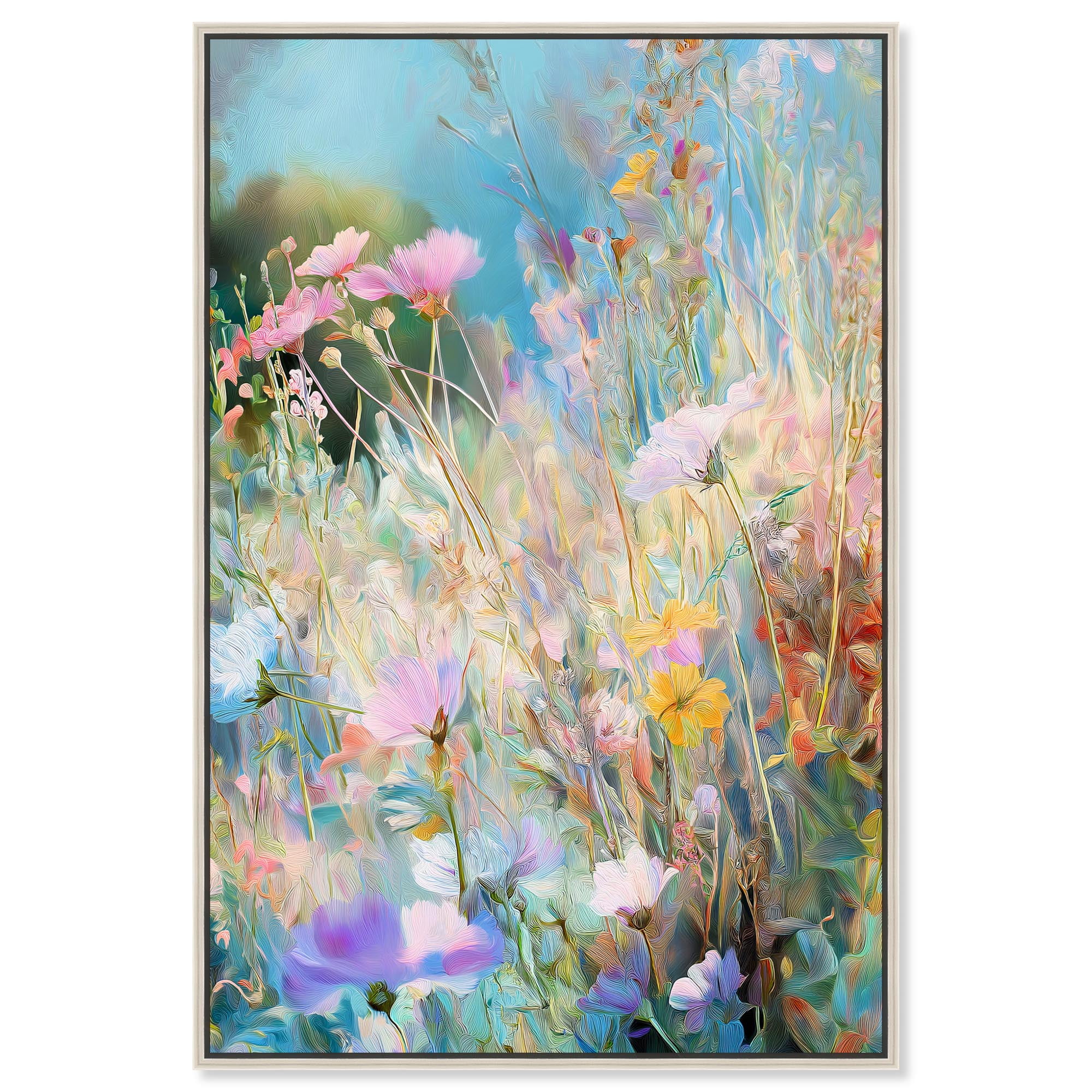 Cosmos Cascade Canvas Pastel Hues Abstract by Art Remedy, Silver Frame ...