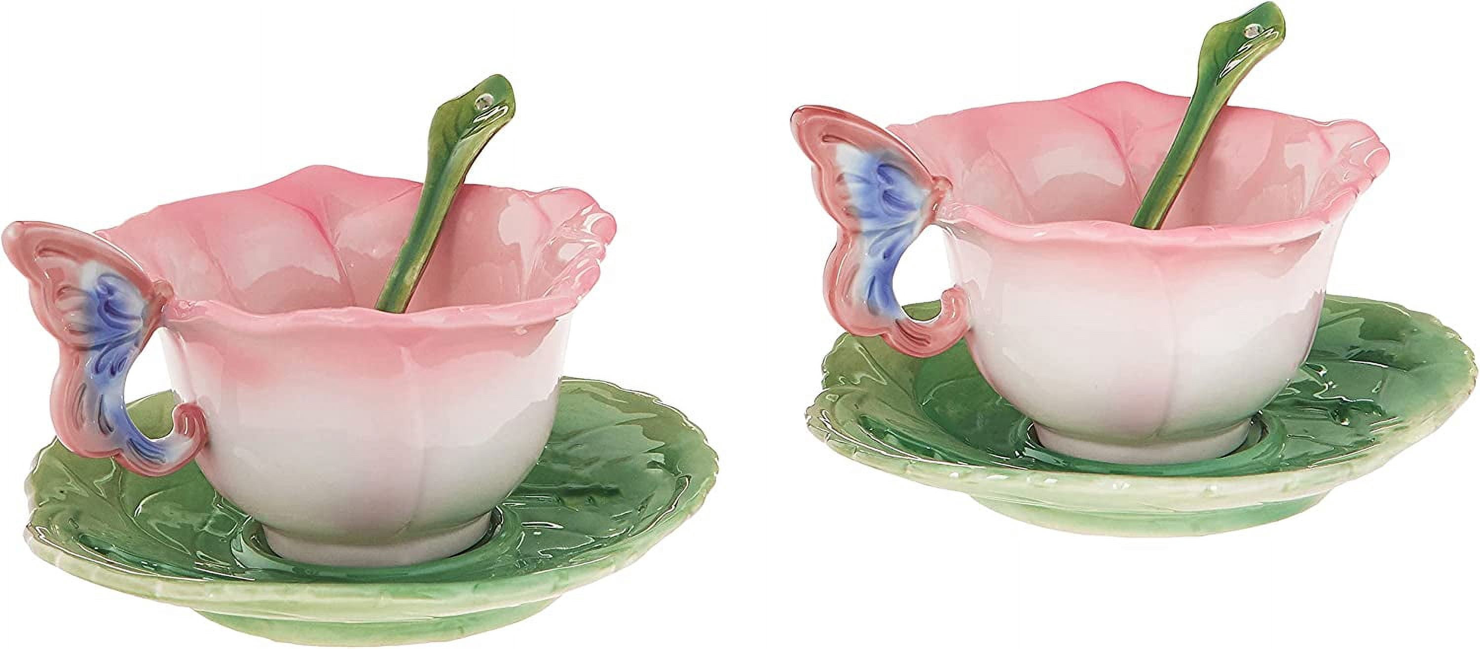 Cosmos Ceramic Rose Cup and Saucer, Set of 2 - Walmart.com