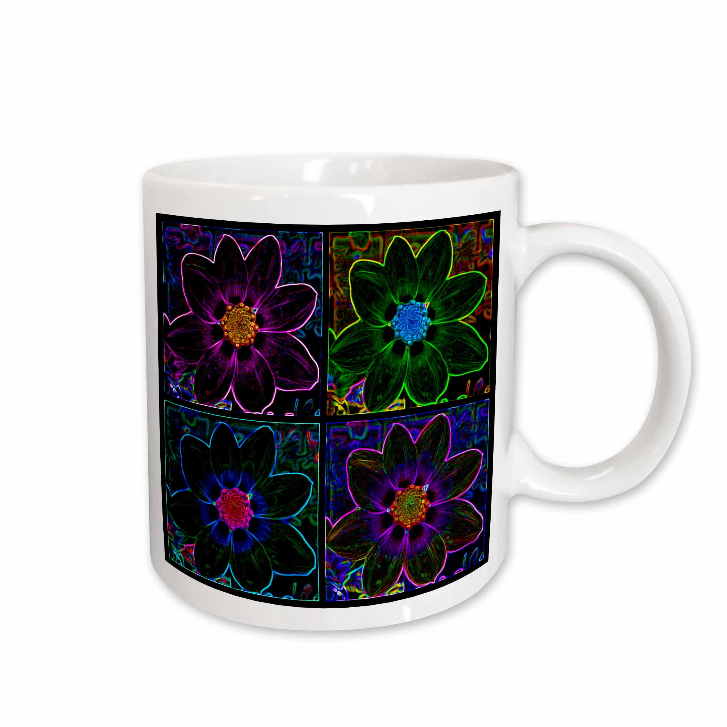 3drose, Cosmos Flower Collage in Neon Glow, 15oz Mug - Walmart.com