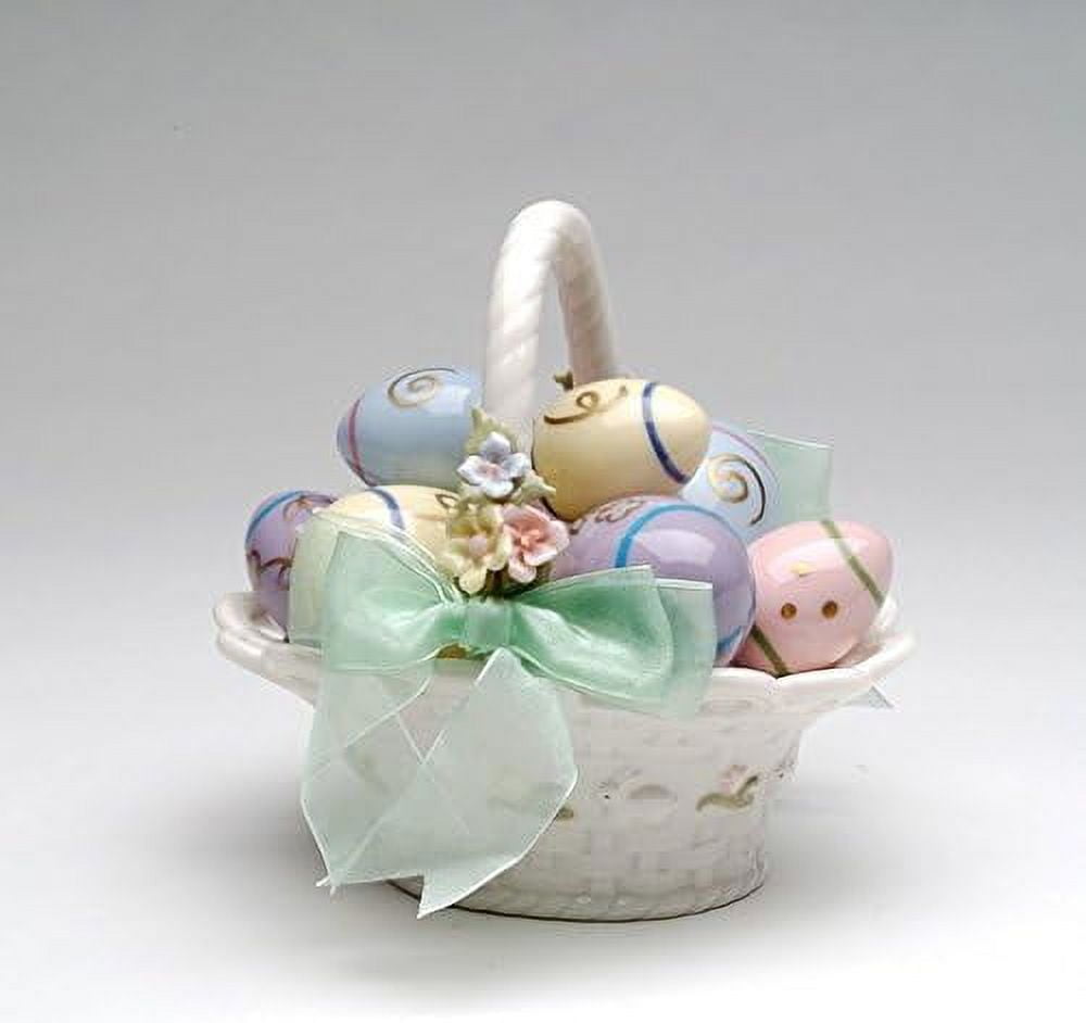 Cosmos Gifts Porcelain Spring Easter Eggs Basket with Ribbon Music Box ...