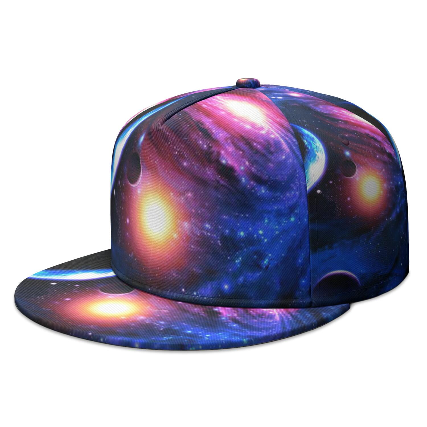 Cosmos Trucker Hat – Sci-Fi Spacecraft & Alien Graphic, Flat Brim ...