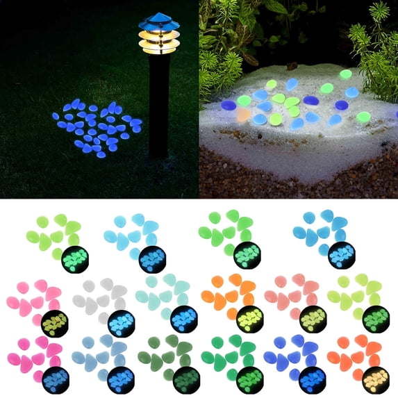 Cosmug Glow in The Dark Garden Pebbles Luminous Stones Outdoor Decor ...