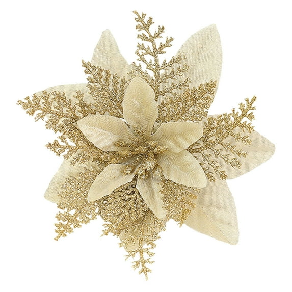 Cosmug Red Glitter Artificial Flowers - Christmas Tree Ornaments for ...