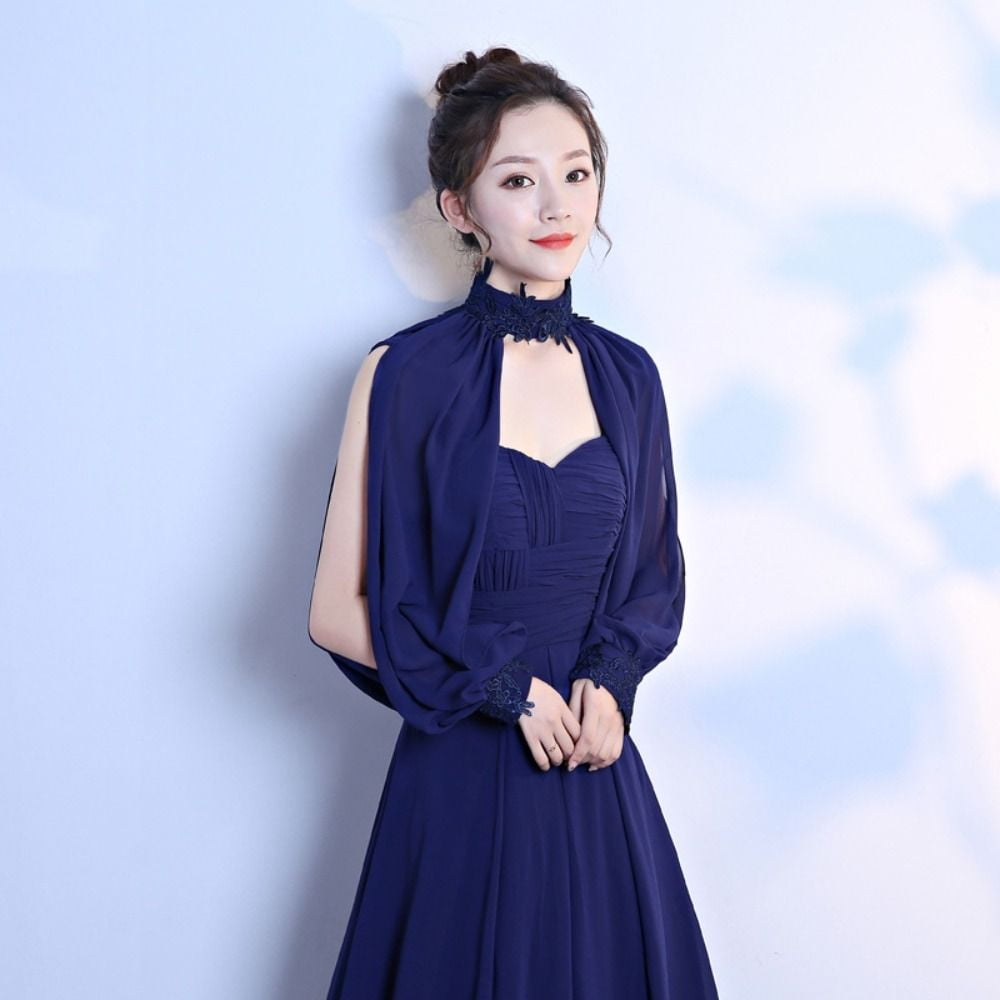 Cosplay Bridal Wrap Wedding Cloak Long Sleeve Soft Cape Chiffon Shawl ...