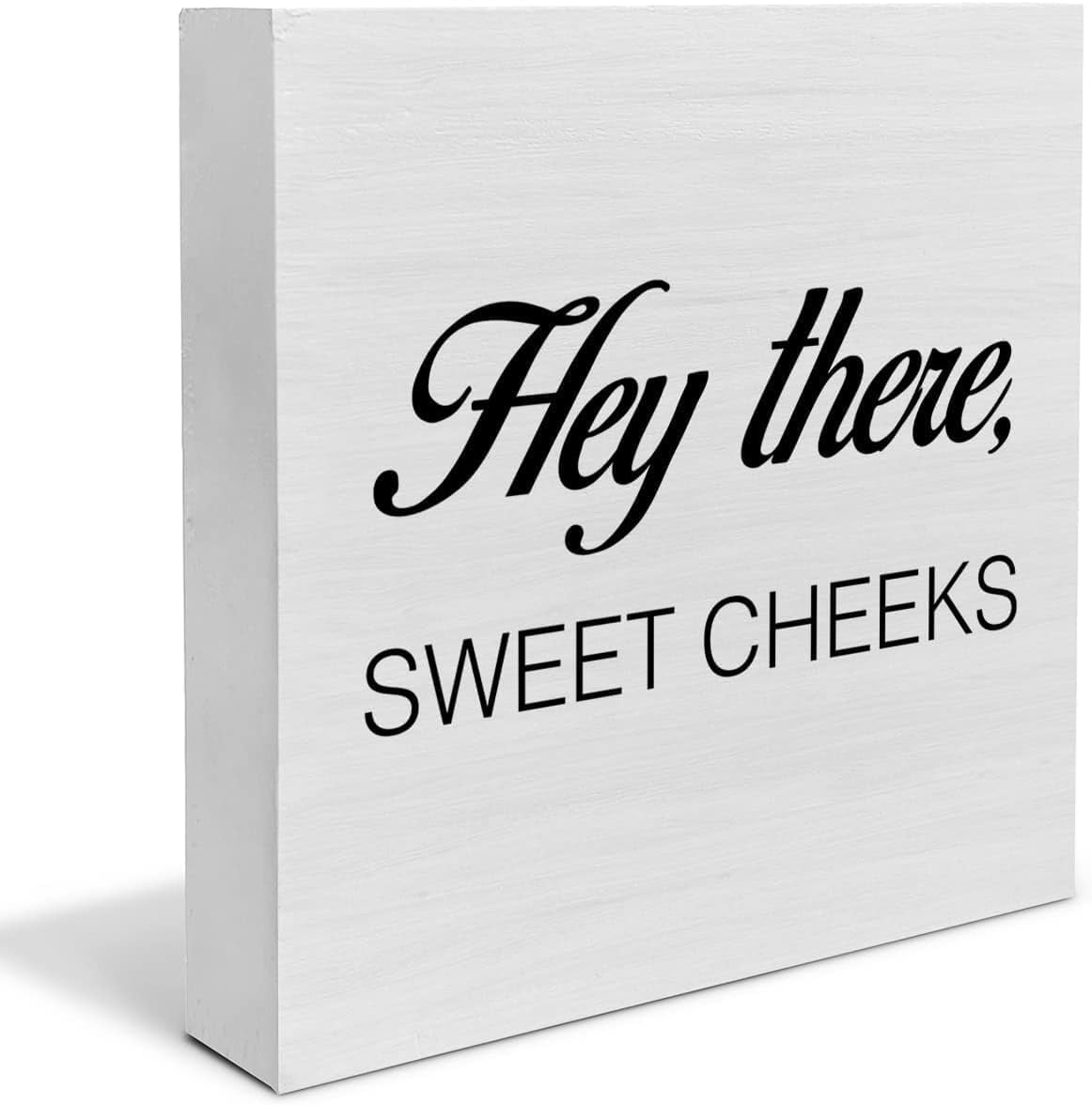 Cosrkee Hey There Sweet Cheeks Wood Box Sign Decor Desk Sign Humor ...