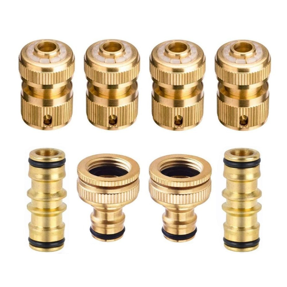 Cossteo 8Pcs Brass Hose Tap Quick Connector Set For Garden, 1/2" & 3/4 ...