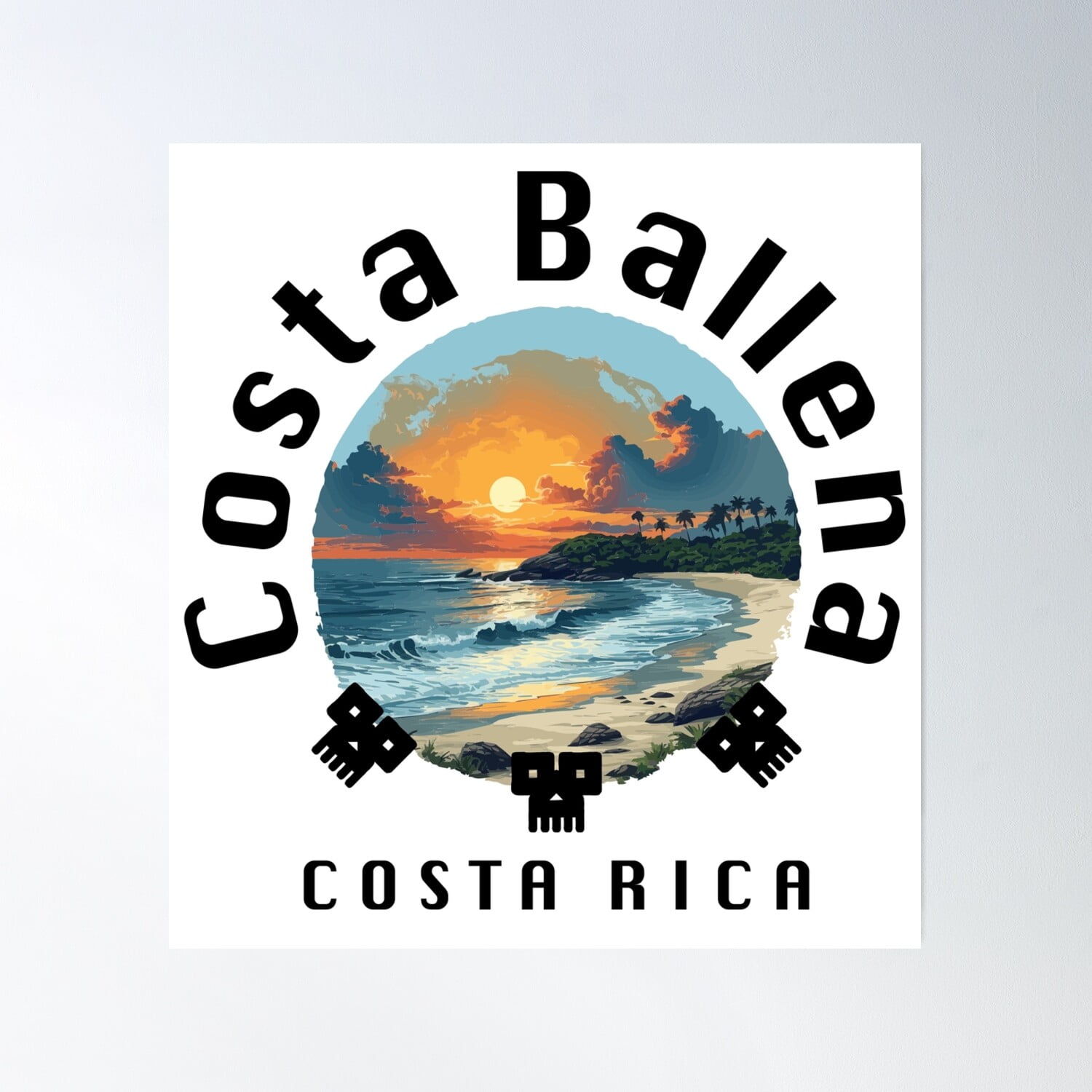 Costa Ballena - Costa Rica (With Black Lettering) Poster Wall Art ...
