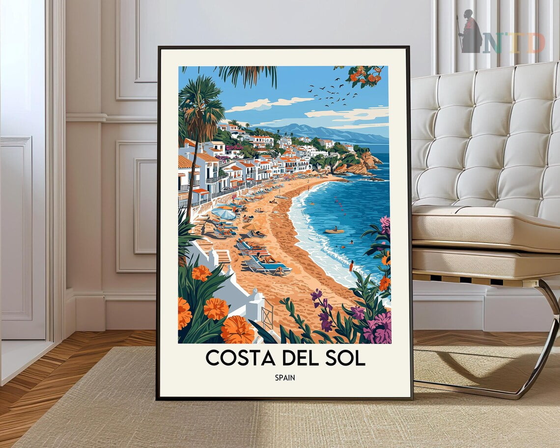 Costa Del Sol Poster, Spain Travel Print, Spanish Decor, Europe Travel ...