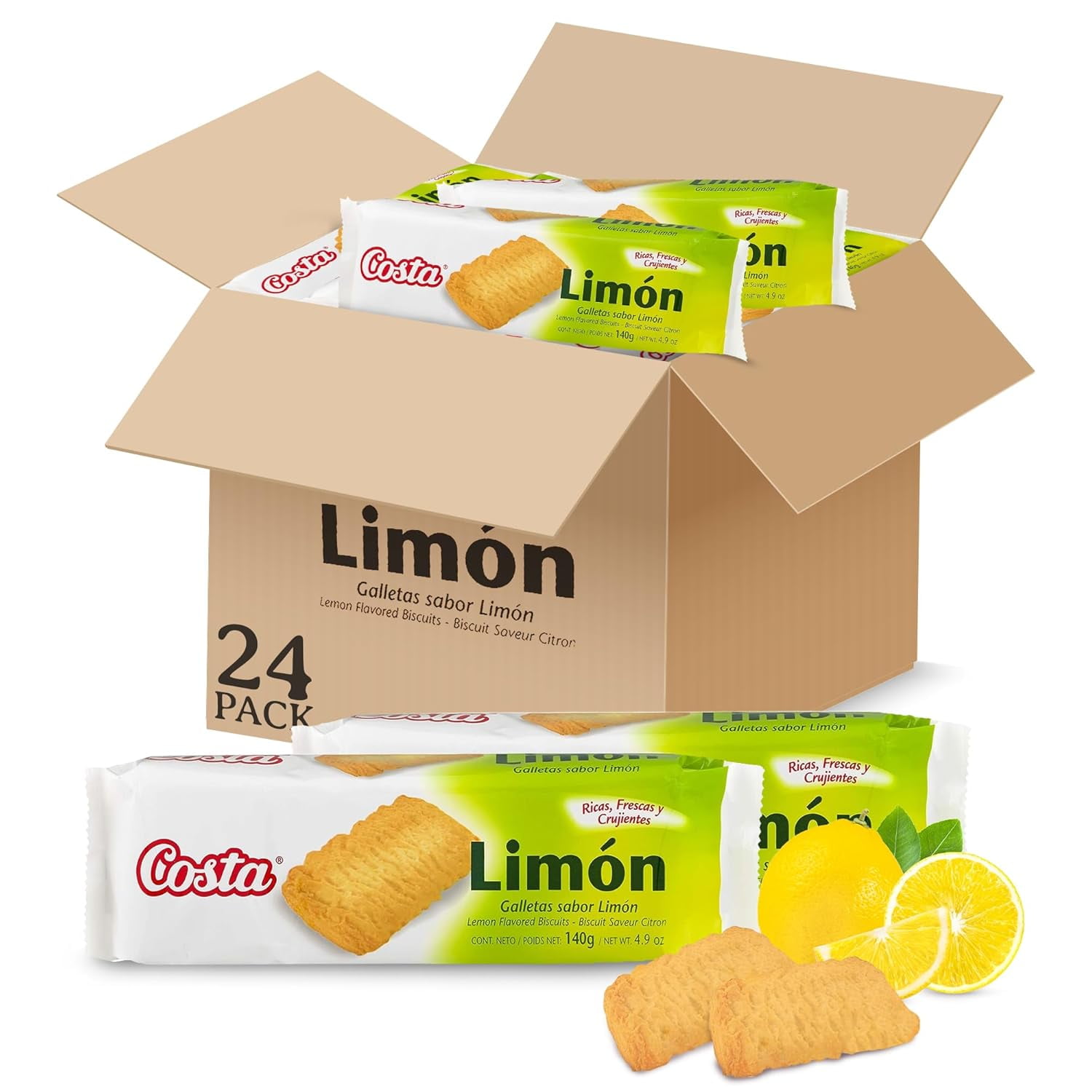 Costa Lemon Cookies - Biscuit Cookies with Zesty Lemon Flavor - 24 ...