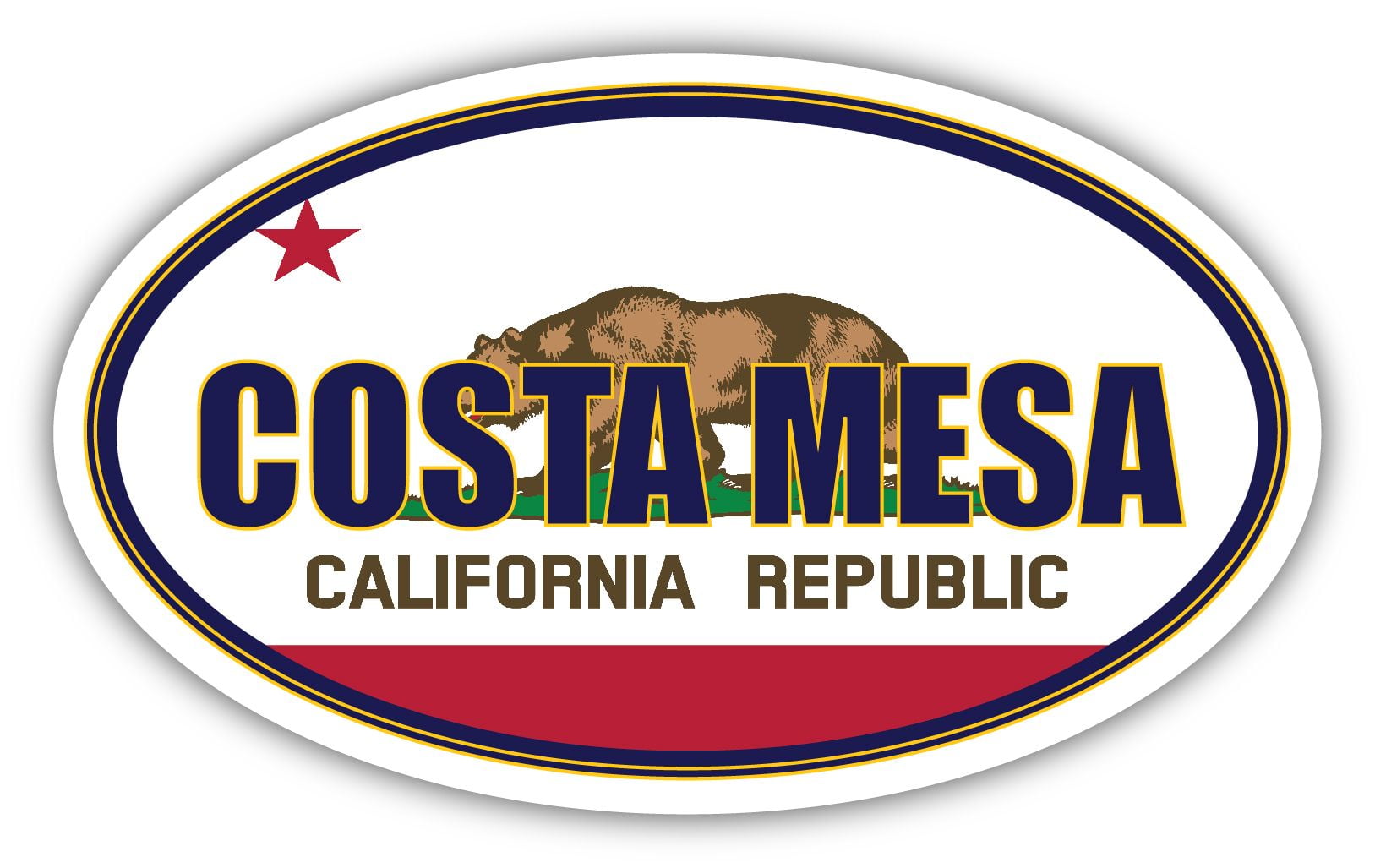 Costa Mesa City California State Flag | CA Flag Orange County Oval ...