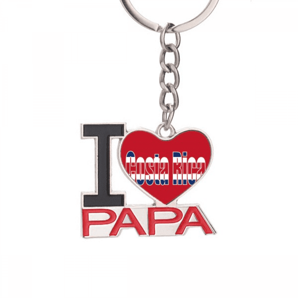 Costa Rica Country Flag Name Keychain Metal Keyring Holder Love PAPA ...
